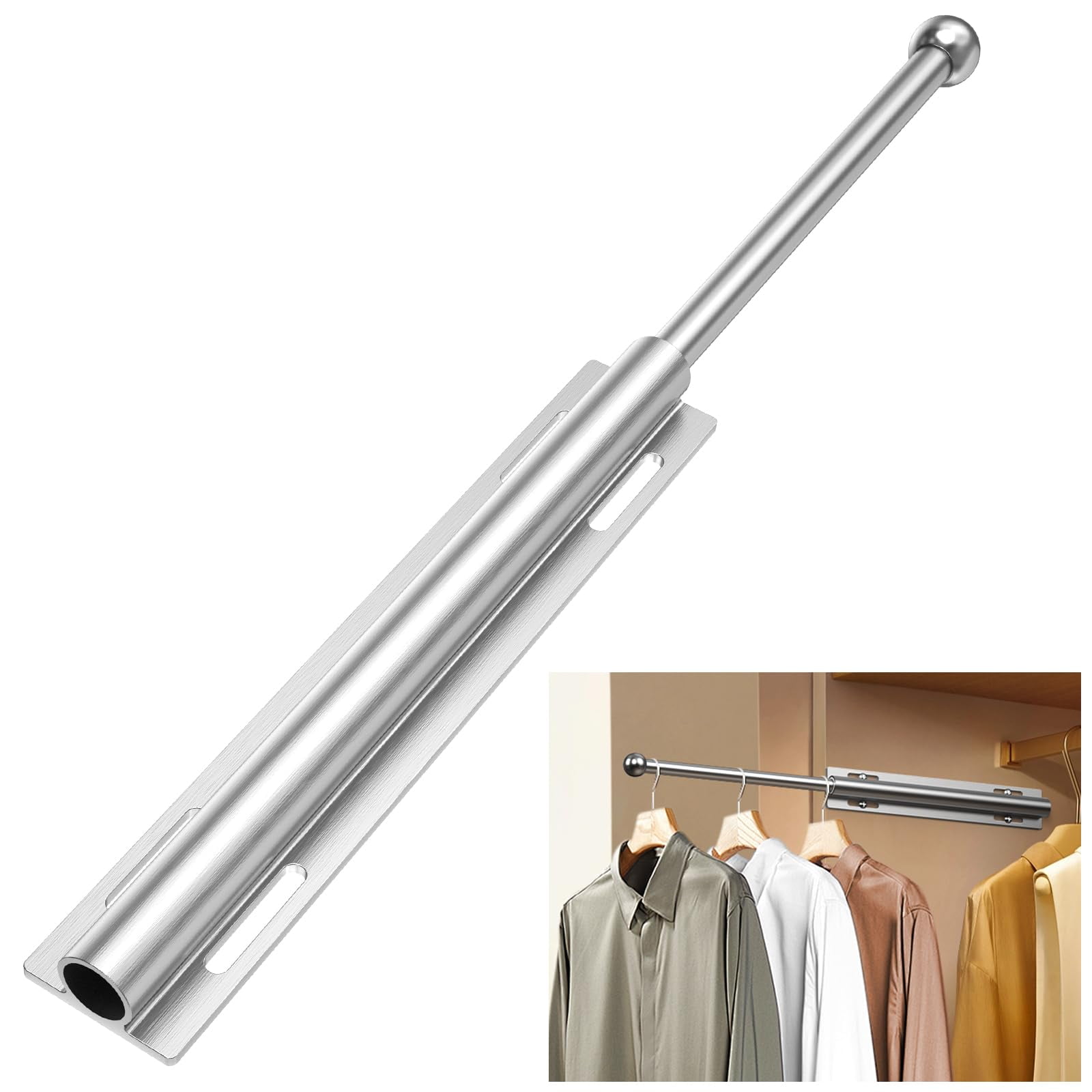 Valet Rod for Closet Pull Out, Retractable Slide Valet Rod Closet ...