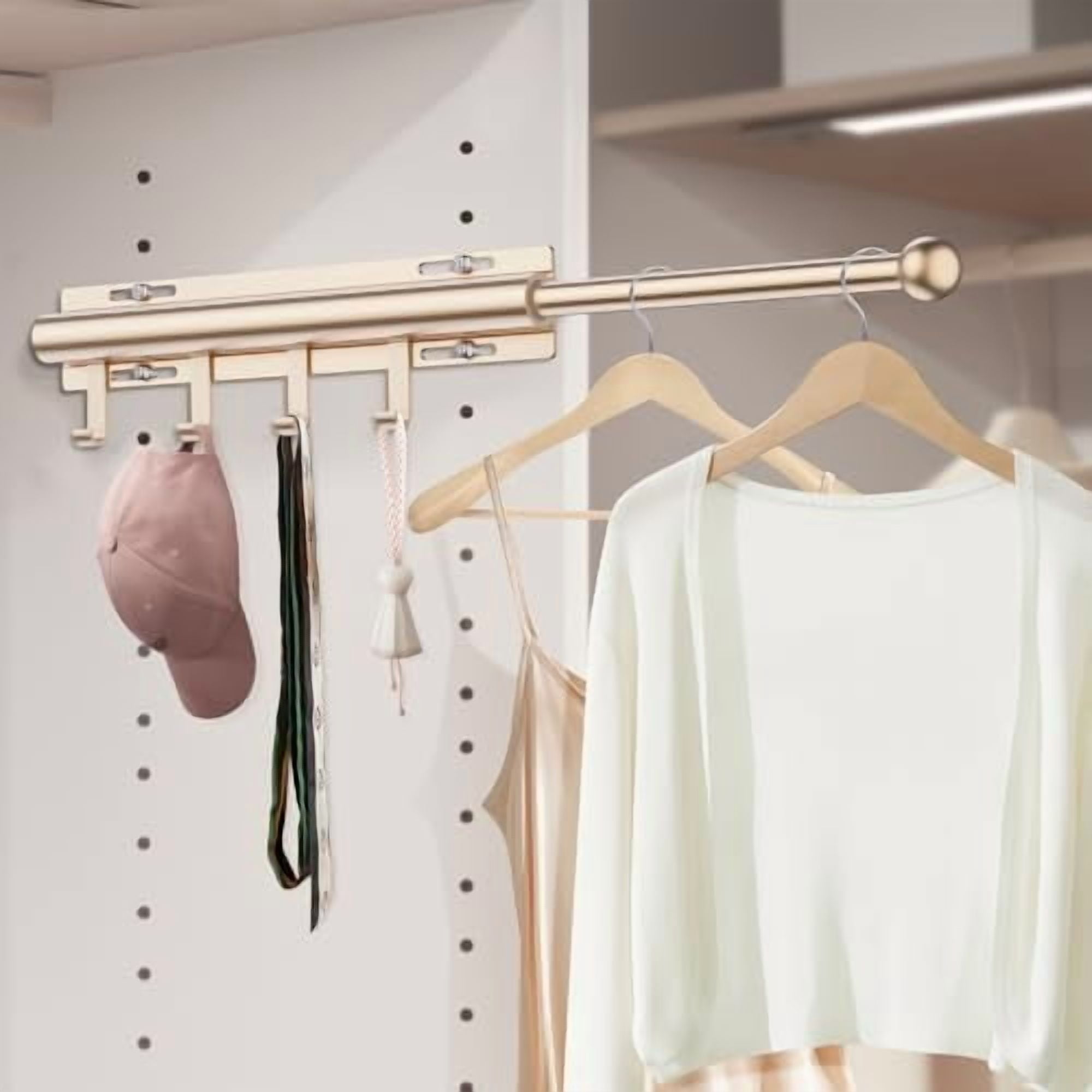 Valet Rod for Closets, 12" Valet Rod With 4 Hooks, Closet Organizer ...