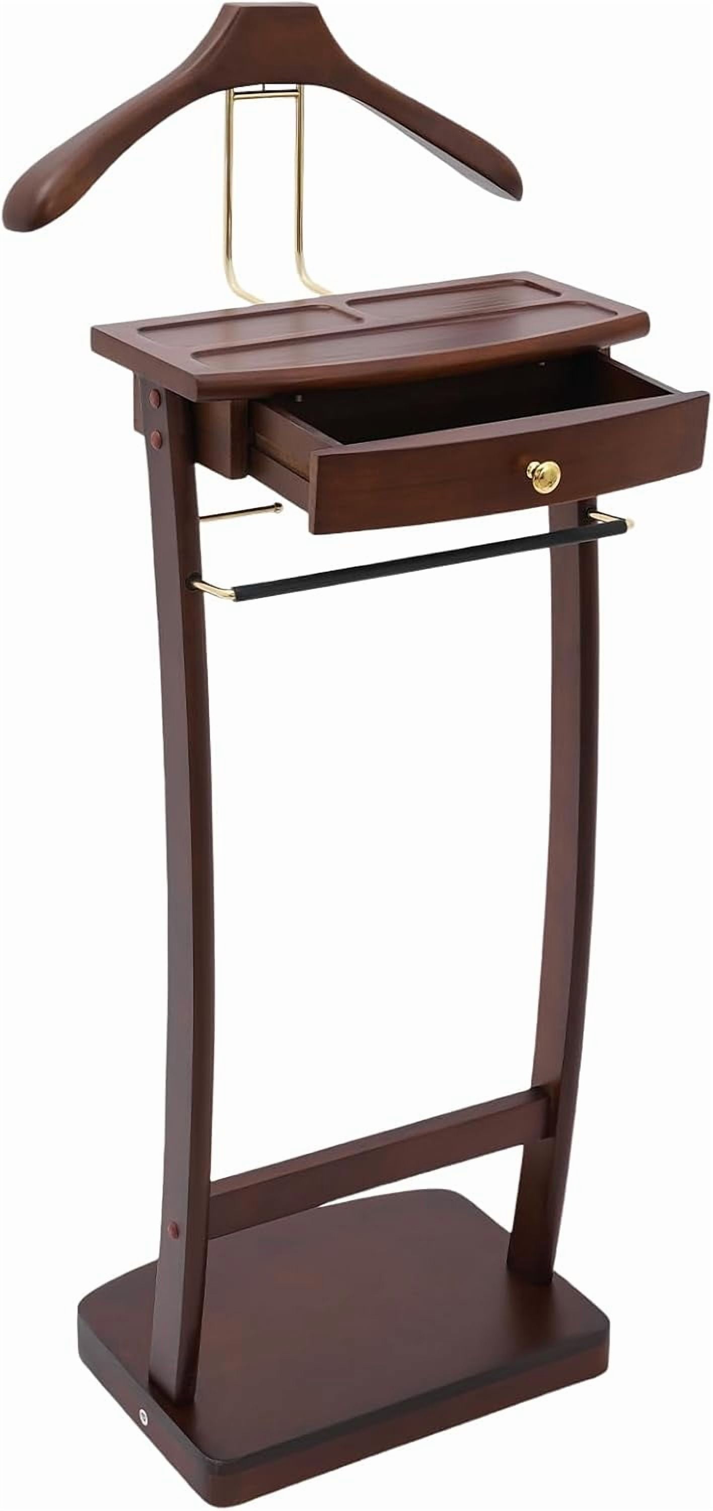 Valet Stand with Drawer and Top Tray, Wood Mens Suit Valet Stand with ...