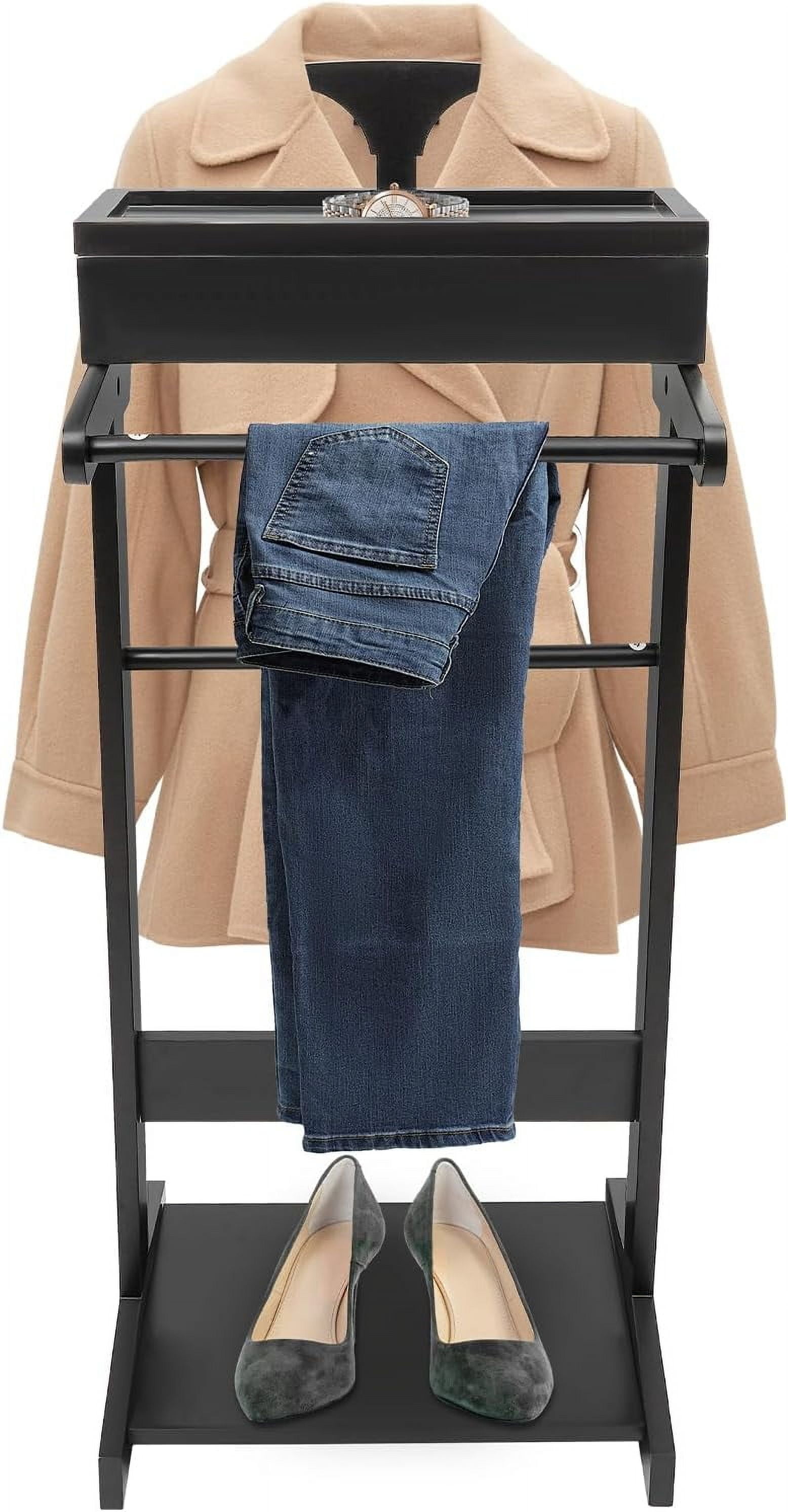 Valet Stand for Man, Suit Clothes Wood Stands, Wooden Coat Hanger Rack ...