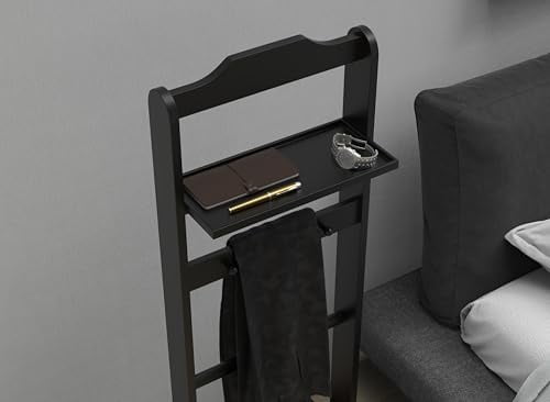 Valet Stand for Men, Wooden Valet Stand with Cloth Hanger, Top Tray ...