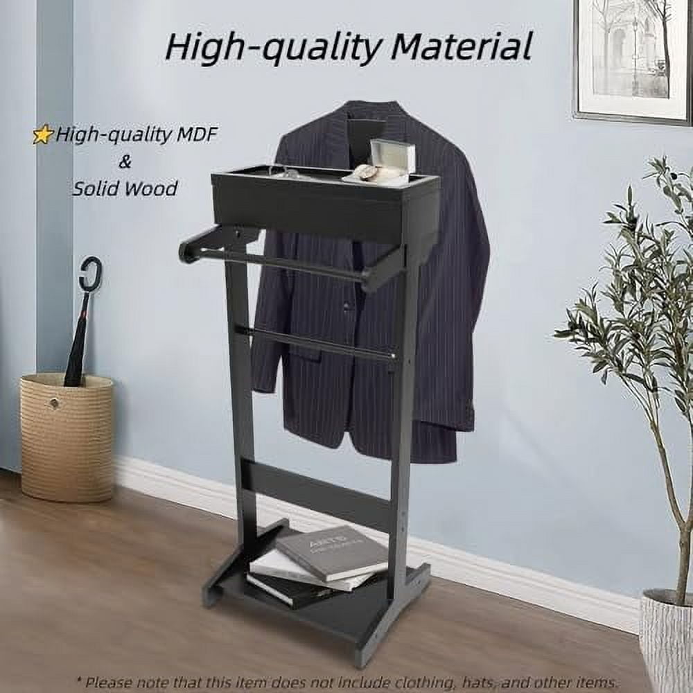 Valet Stand for Man, Clothes Stand with Top Tray, Wooden Valet Stand ...
