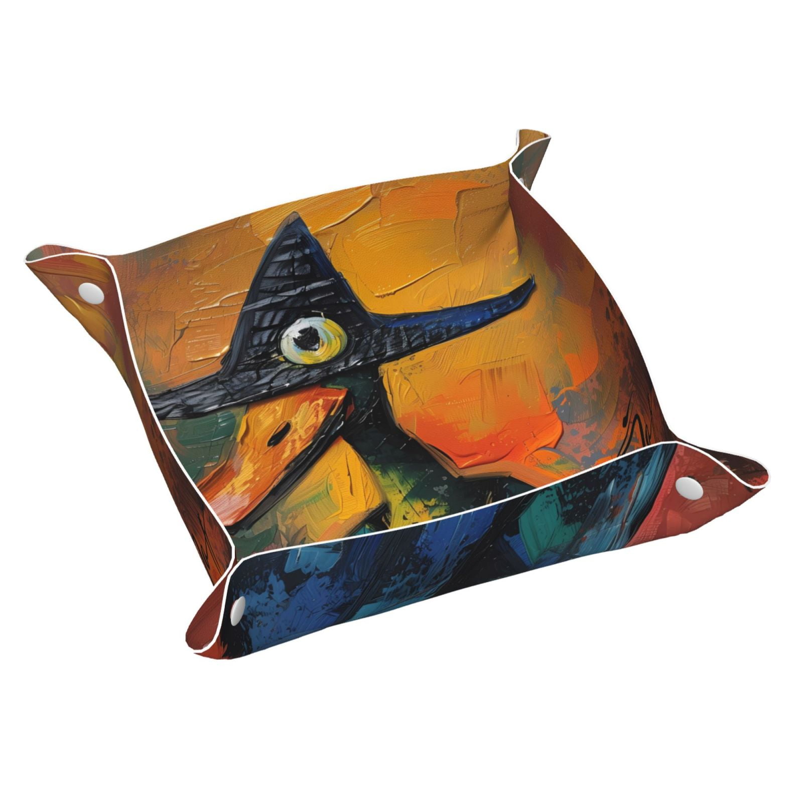 Valet Tray, Abstract Funny Duck Faux Leather Desk Tray Vanity Tray ...