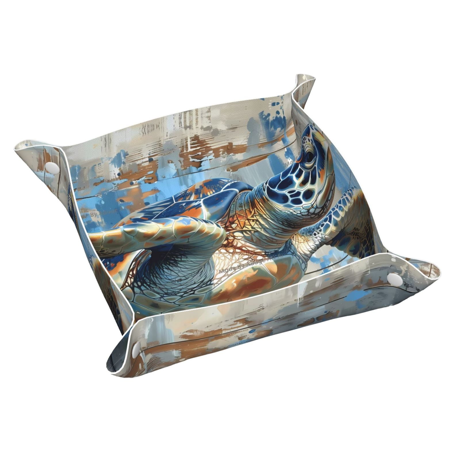 Valet Tray, Abstract Sea Turtle Faux Leather Desk Tray Vanity Tray ...