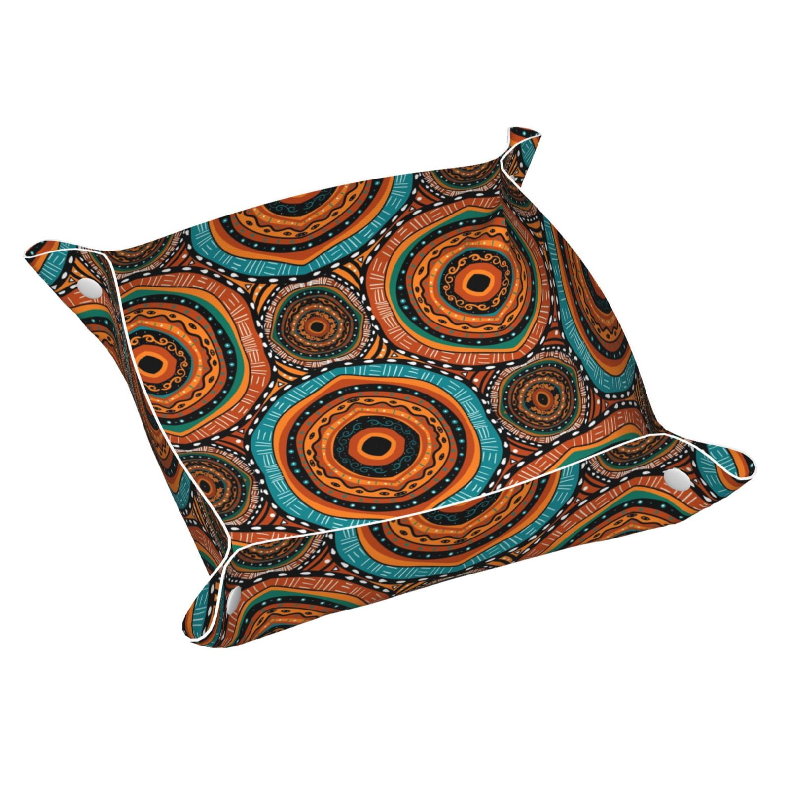 Valet Tray, African Tribal Style Faux Leather Desk Tray Vanity Tray ...