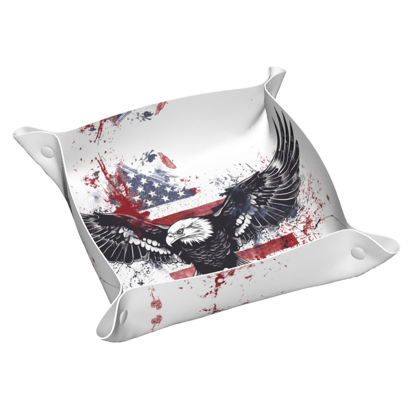 Valet Tray, American Flag Eagle Art Faux Leather Desk Tray Vanity Tray ...