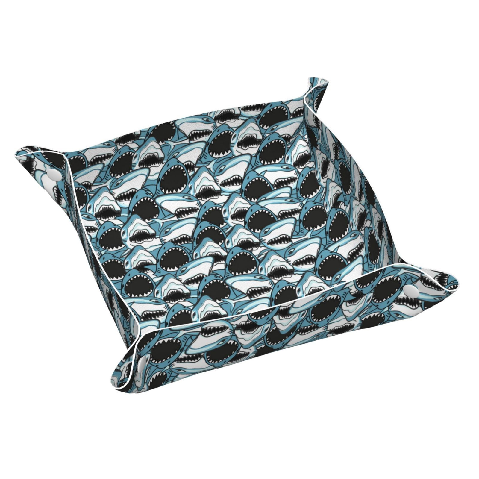 Valet Tray, Angry Shark Faux Leather Desk Tray Vanity Tray Night Stand ...