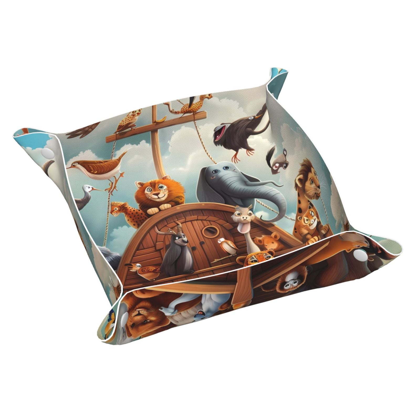 Valet Tray, Animal Filled Noahs Ark Faux Leather Desk Tray Vanity Tray ...