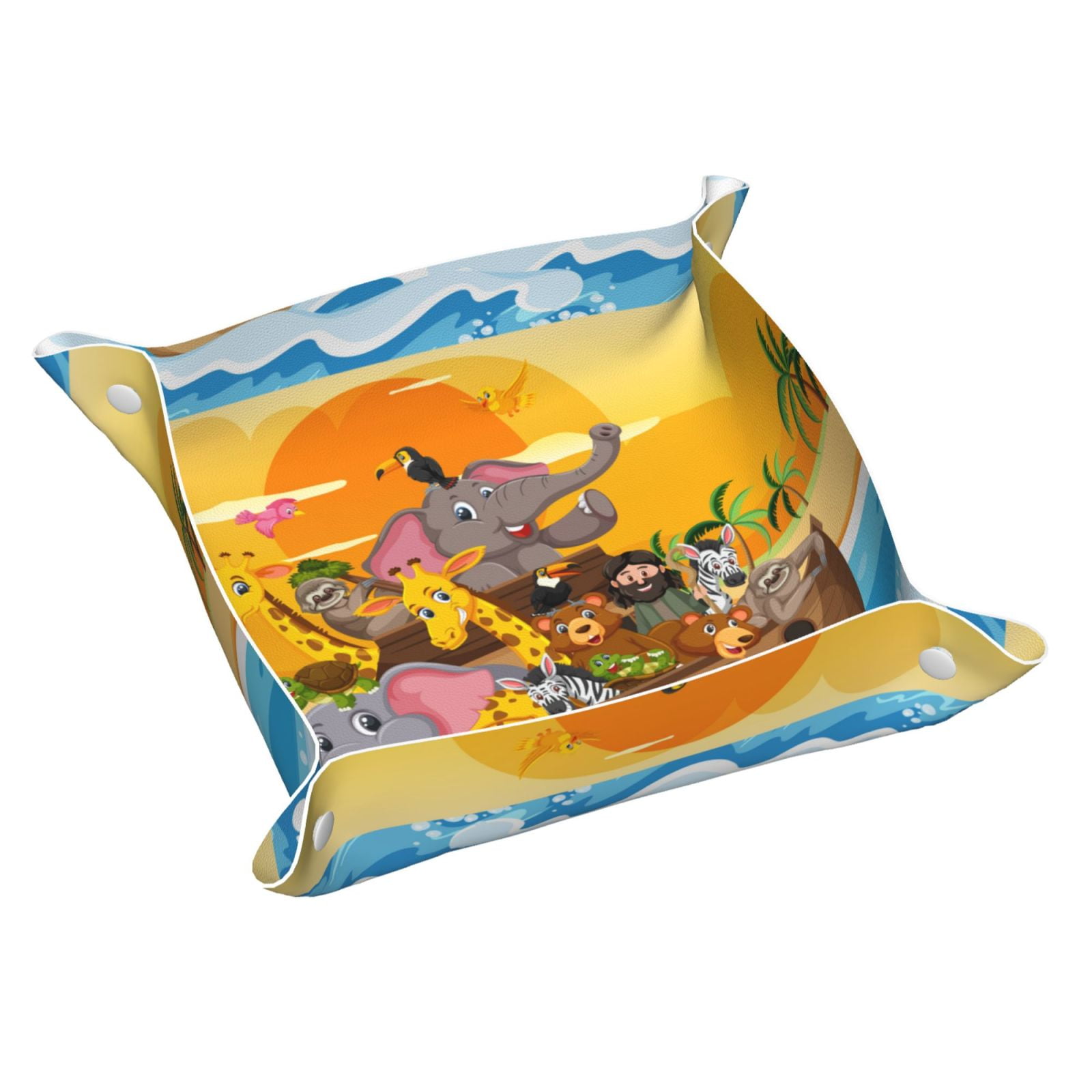 Valet Tray, Animals on Noah's Ark1 Faux Leather Desk Tray Vanity Tray ...