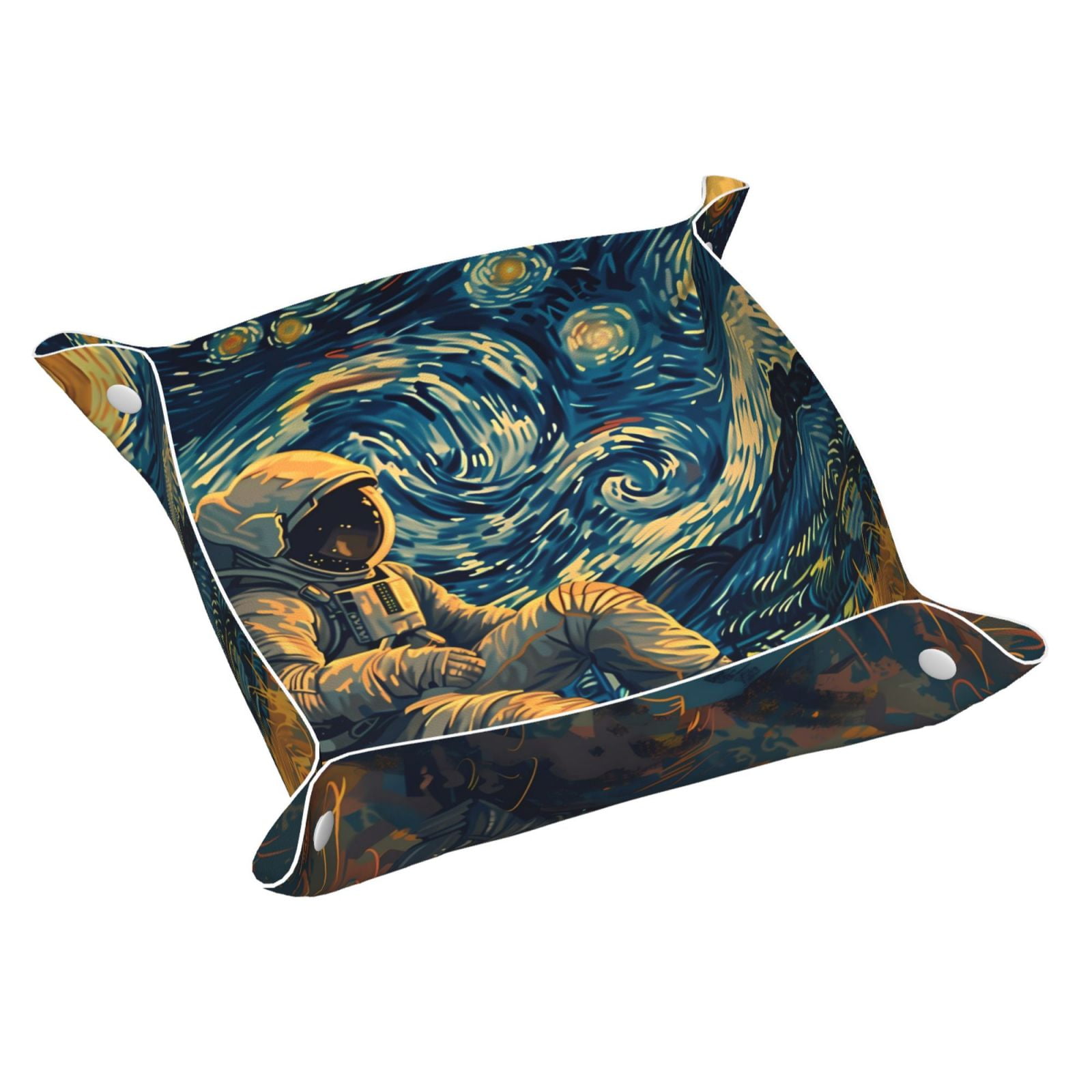 Valet Tray, Astronaut Starry Night Faux Leather Desk Tray Vanity Tray ...