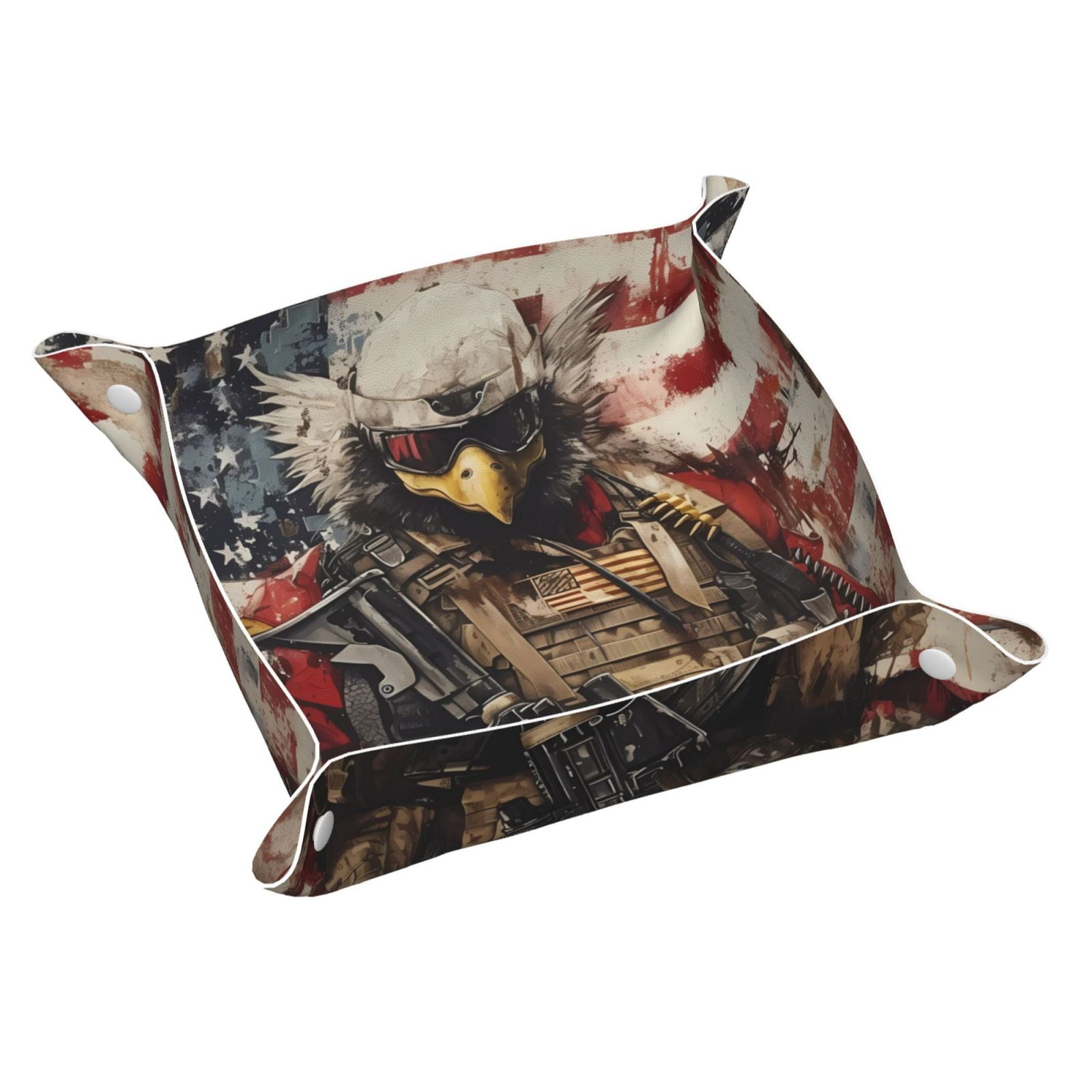 Valet Tray, Bald Eagle Soldier Faux Leather Desk Tray Vanity Tray Night ...