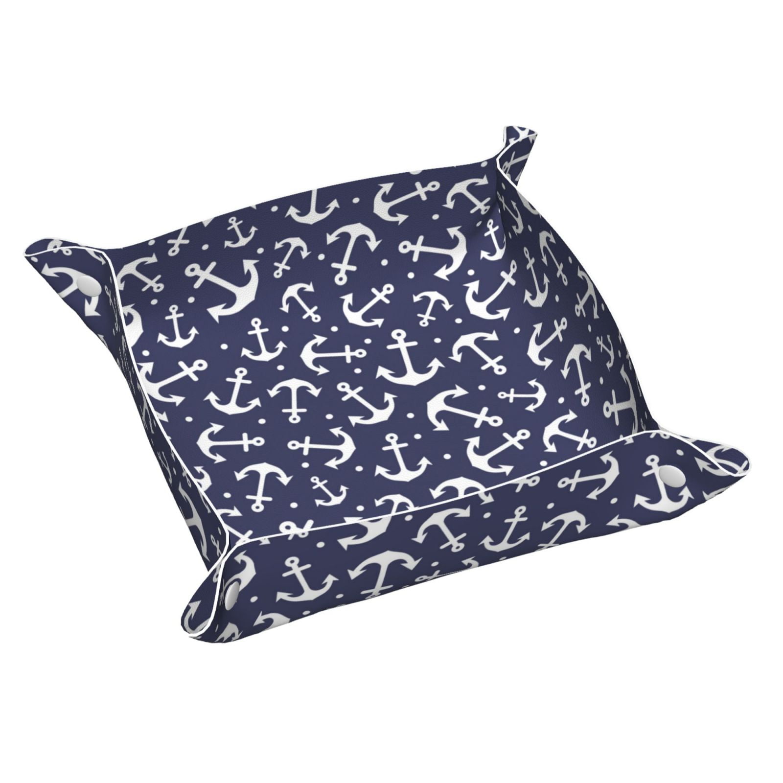 Valet Tray, Beautiful blue anchor dots navyblue Faux Leather Desk Tray ...