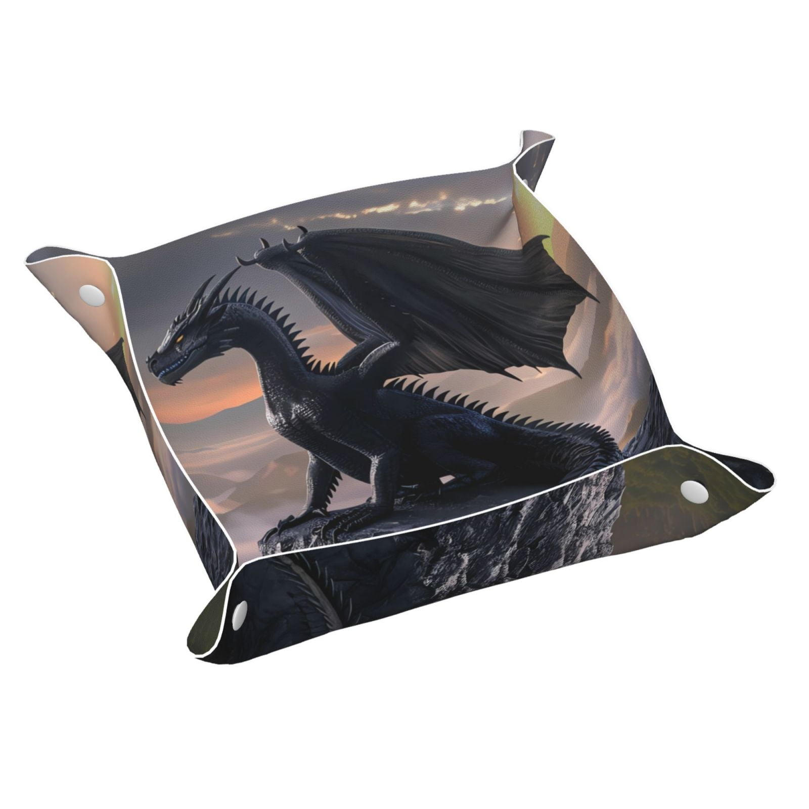 Valet Tray, Black Dragon Cliff Dawn Faux Leather Desk Tray Vanity Tray ...