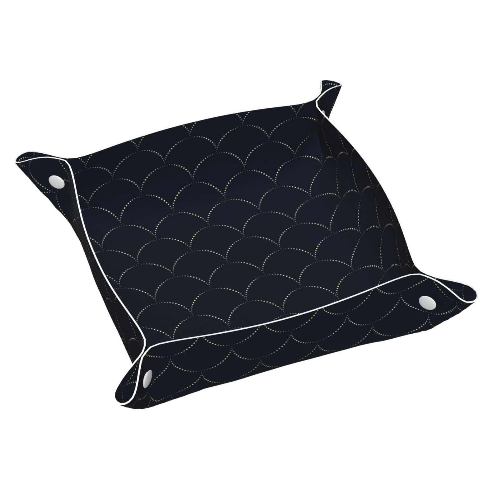 Valet Tray, Black Fish scales Faux Leather Desk Tray Vanity Tray Night ...