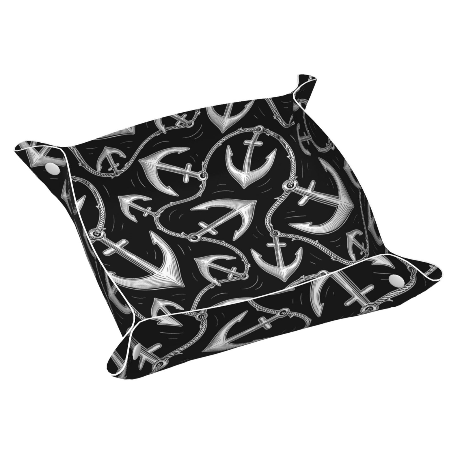 Valet Tray, Black White Anchor cool Faux Leather Desk Tray Vanity Tray ...