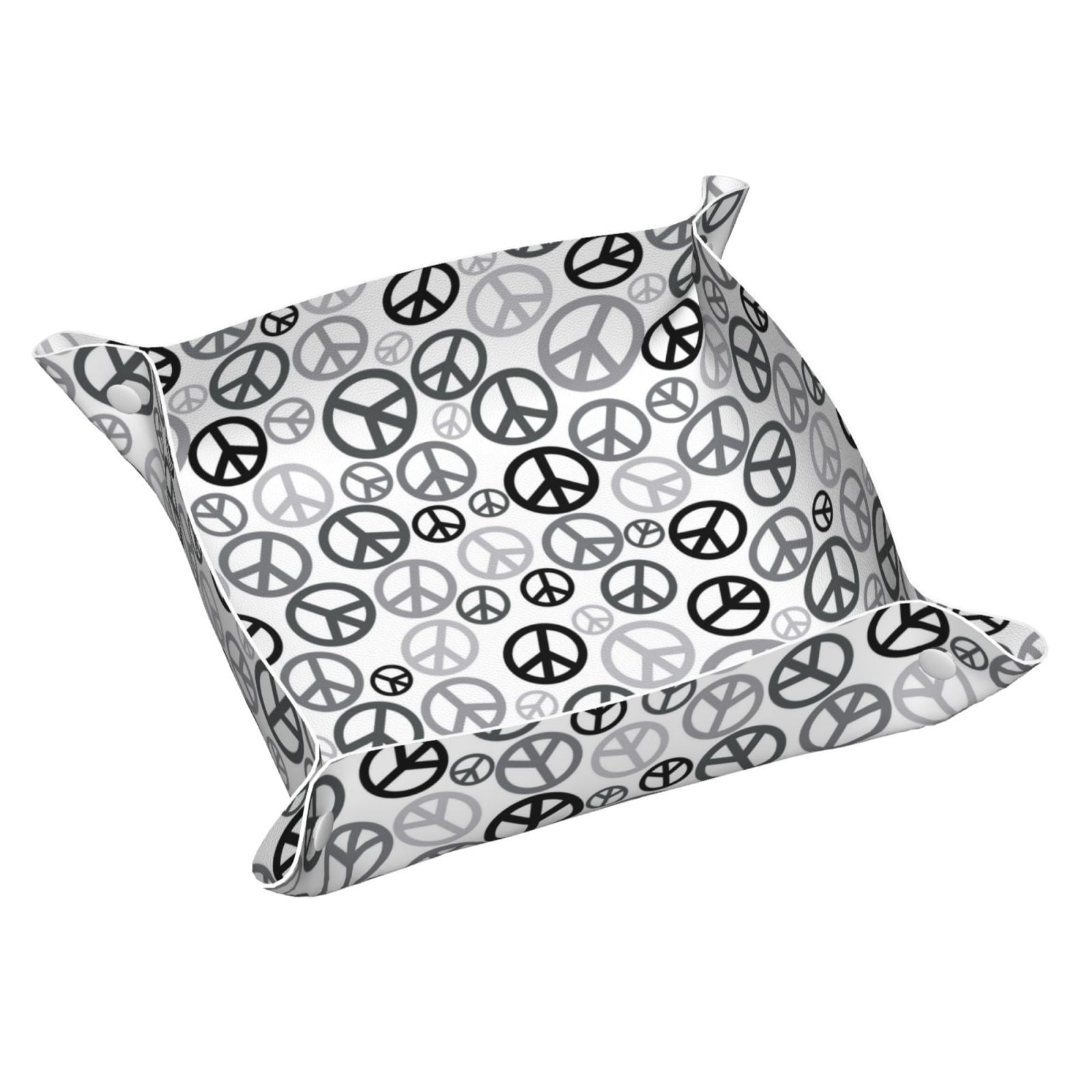 Valet Tray, Black grey peace sign Faux Leather Desk Tray Vanity Tray ...