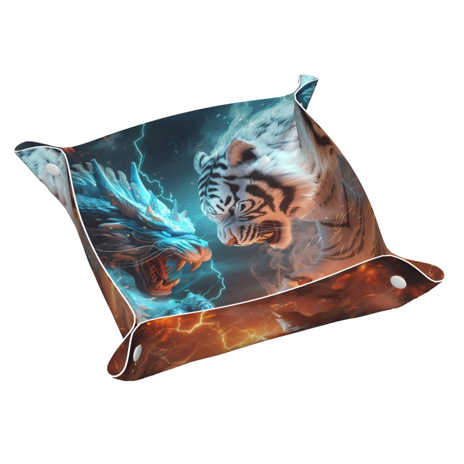 Valet Tray, Blue Dragon and White Tiger Faux Leather Desk Tray Vanity ...