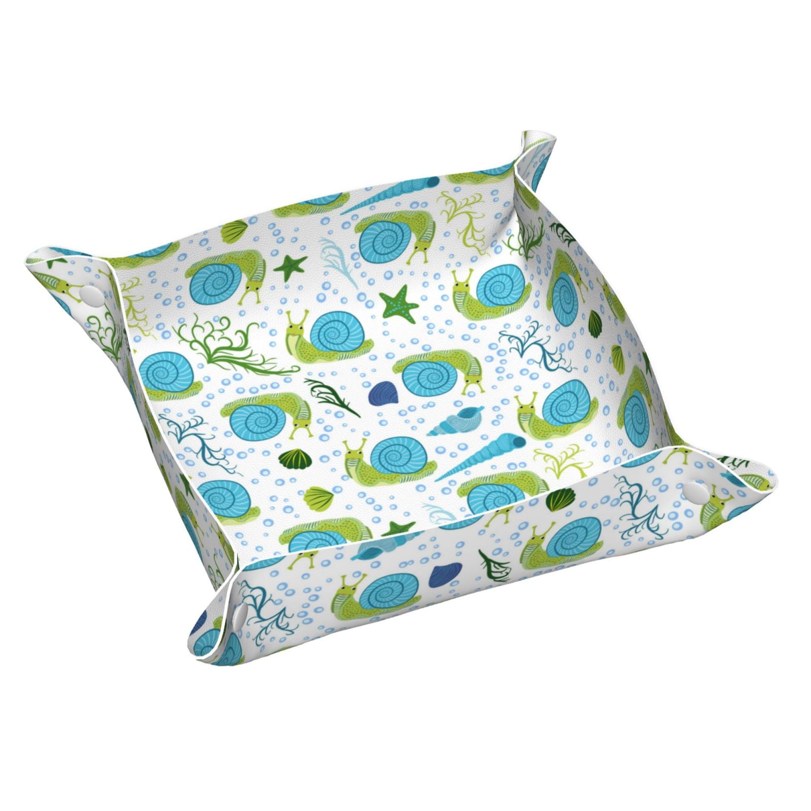 Valet Tray, Blue Green Slug Shells Faux Leather Desk Tray Vanity Tray ...