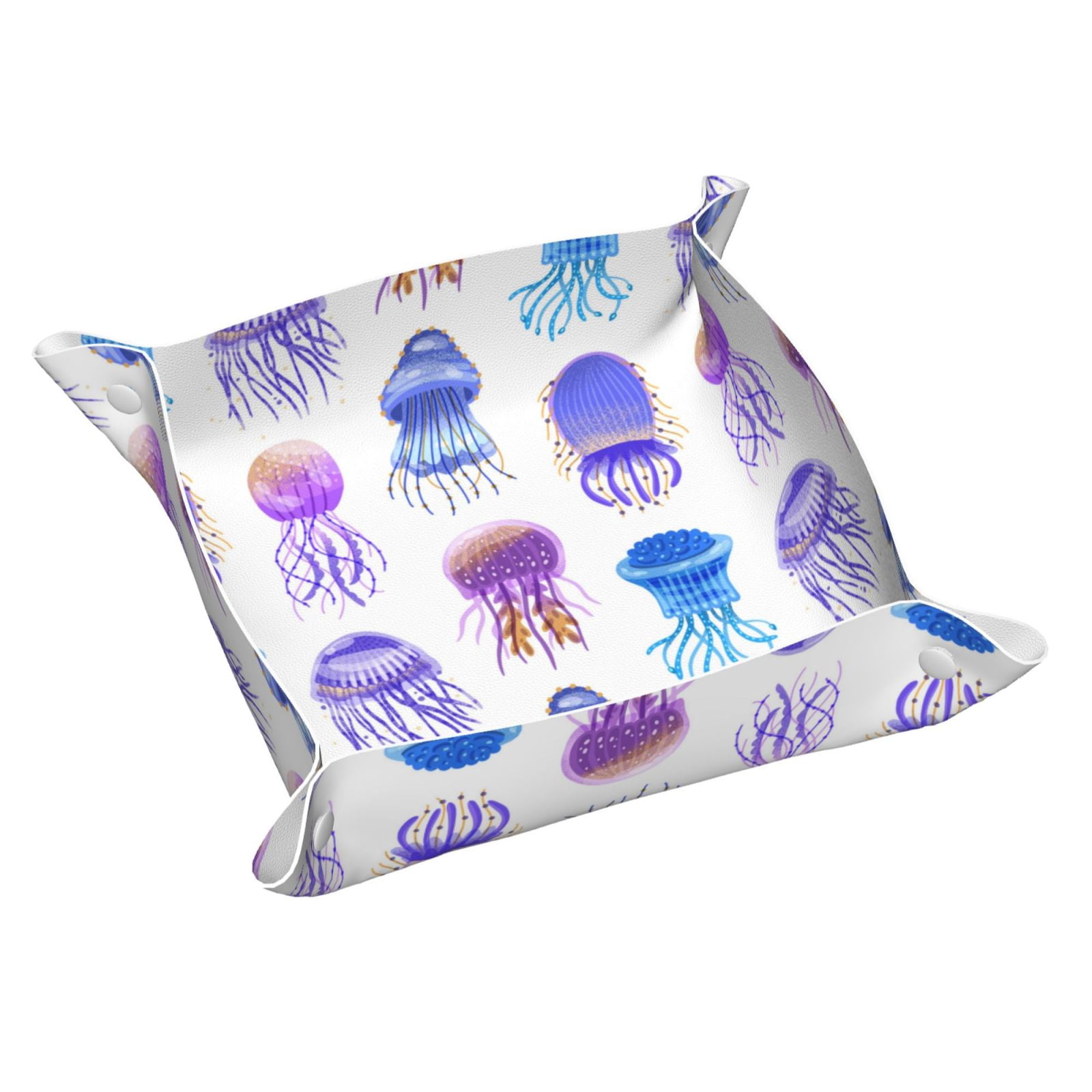 Valet Tray, Blue-Purple Jellyfish Faux Leather Desk Tray Vanity Tray ...