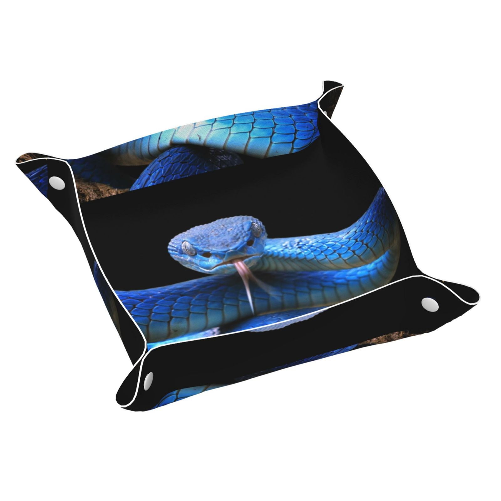 Valet Tray, Blue Viper Snake Faux Leather Desk Tray Vanity Tray Night ...