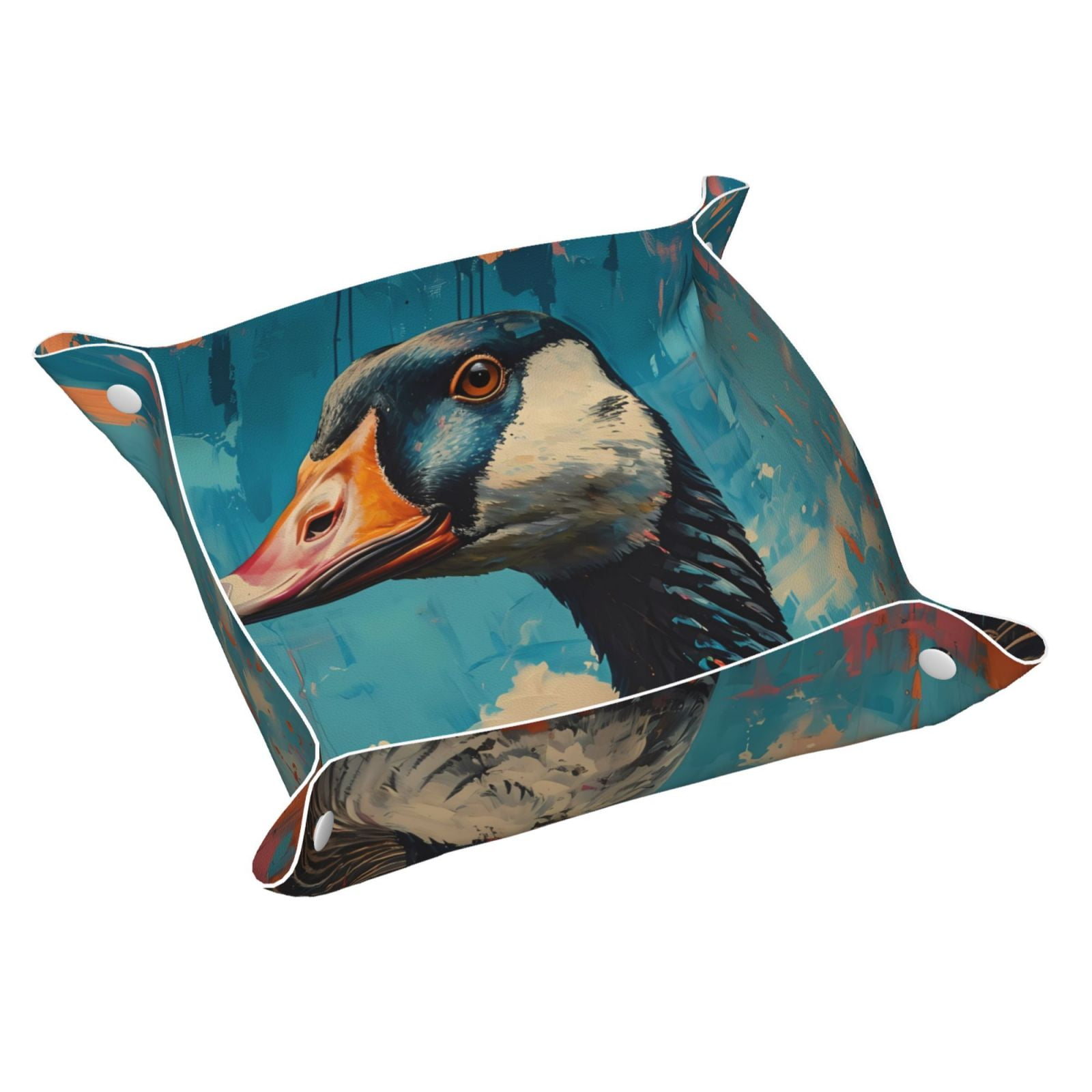 Valet Tray, Blue Watercolor Duck Faux Leather Desk Tray Vanity Tray ...