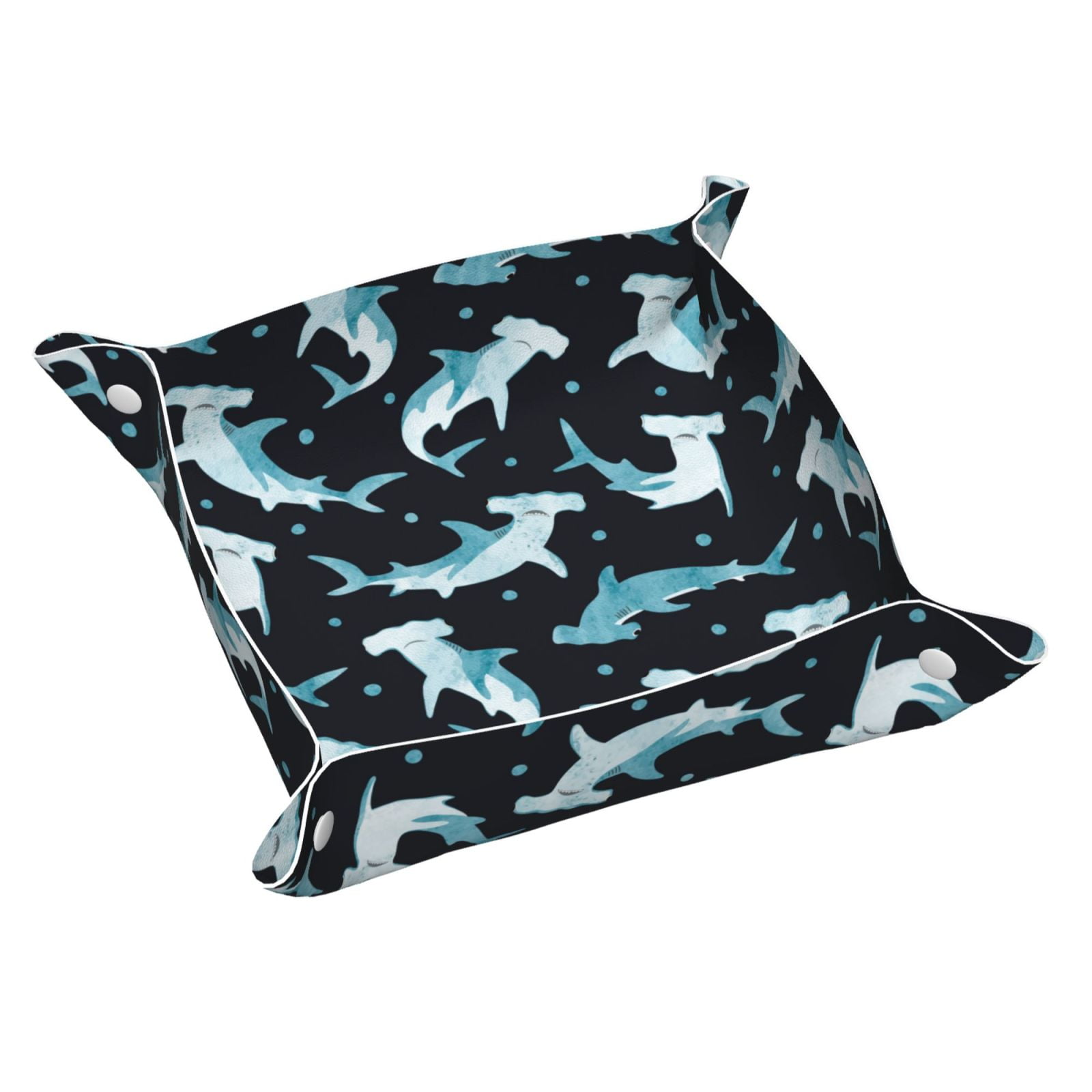 Valet Tray, Blue dot hammerhead shark Faux Leather Desk Tray Vanity ...
