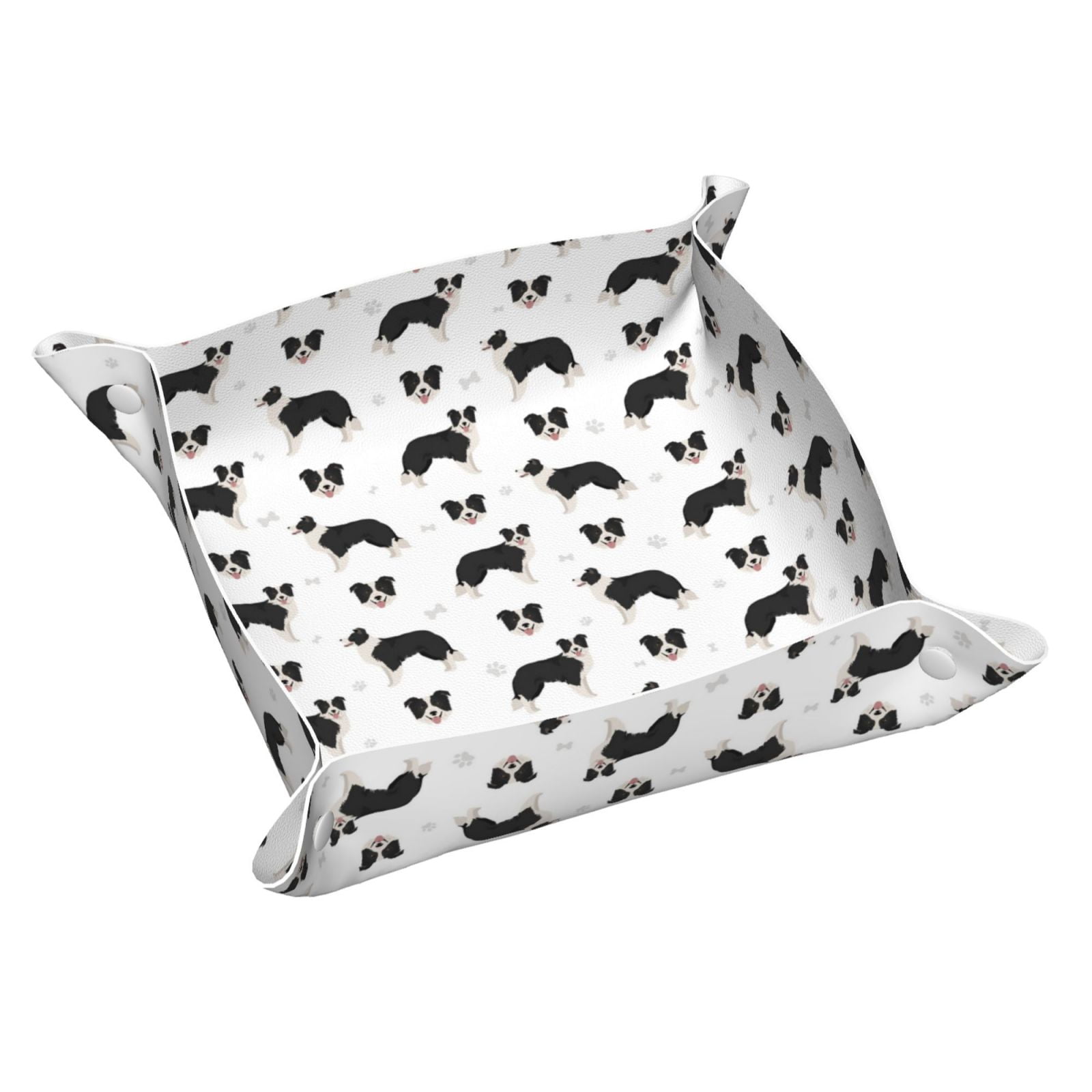 Valet Tray, Border Collie Dog Faux Leather Desk Tray Vanity Tray Night ...