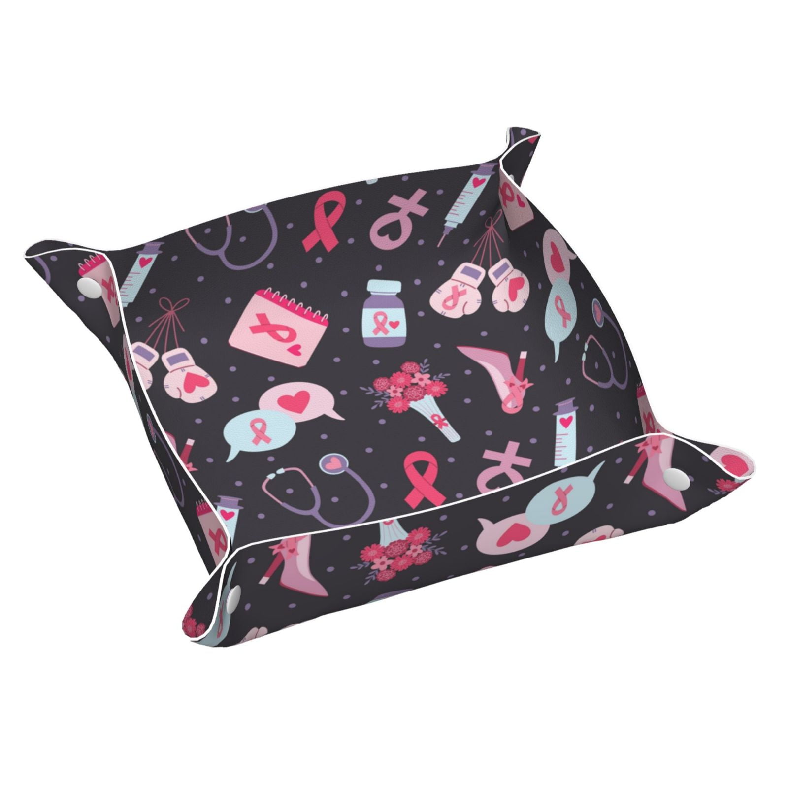 Valet Tray, Breast Cancer Awareness1 Faux Leather Desk Tray Vanity Tray ...