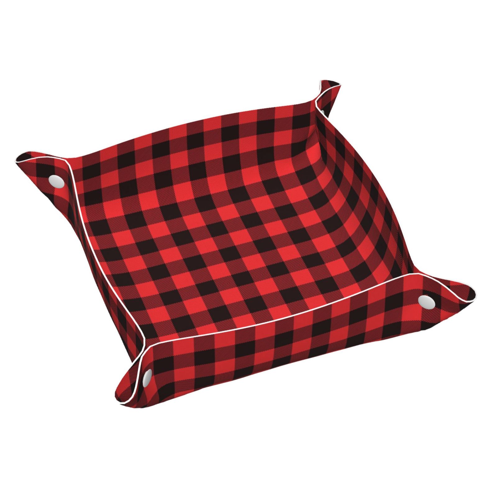 Valet Tray, Buffalo Plaid Red Black Faux Leather Desk Tray Vanity Tray ...