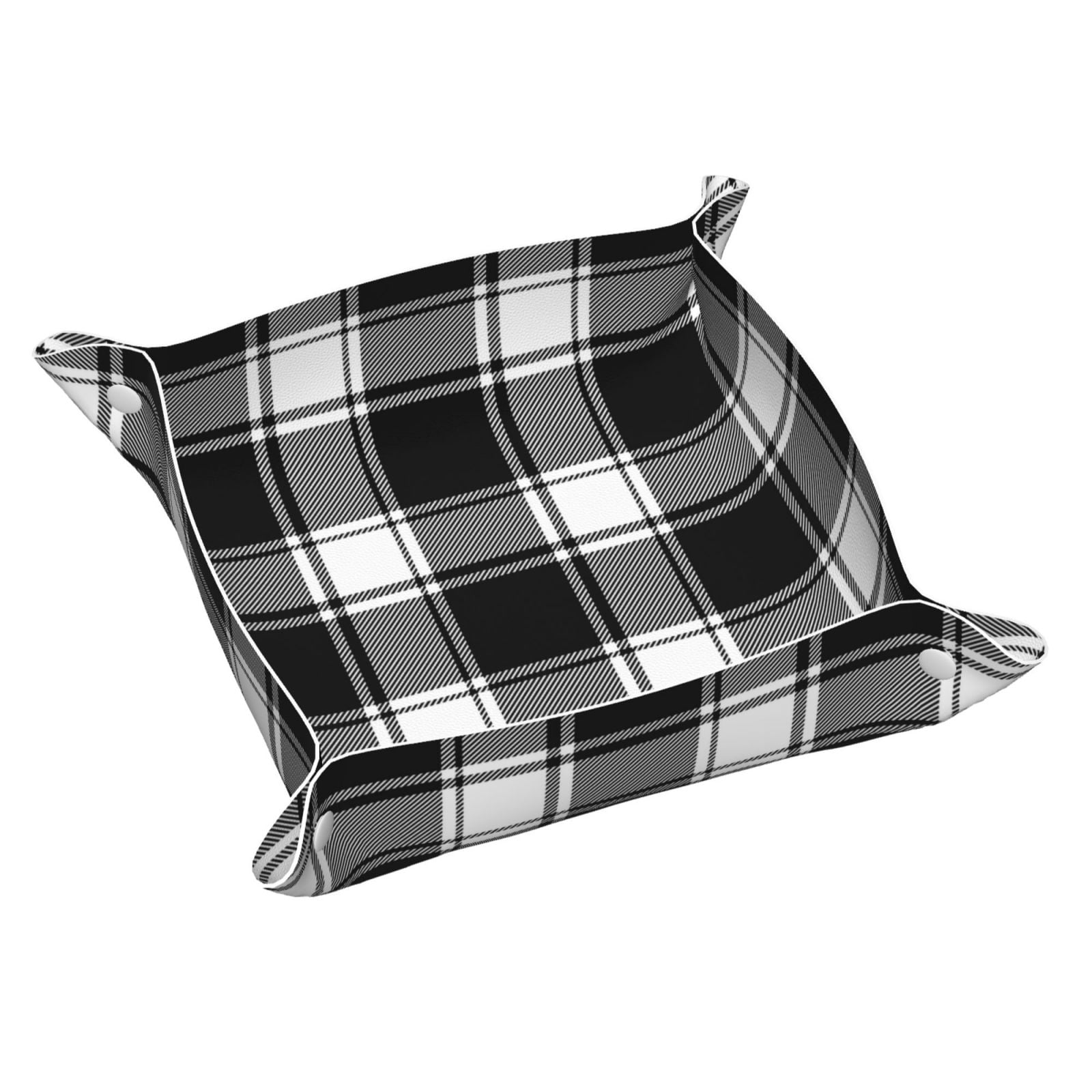 Valet Tray, Buffalo check plaid white black Faux Leather Desk Tray ...