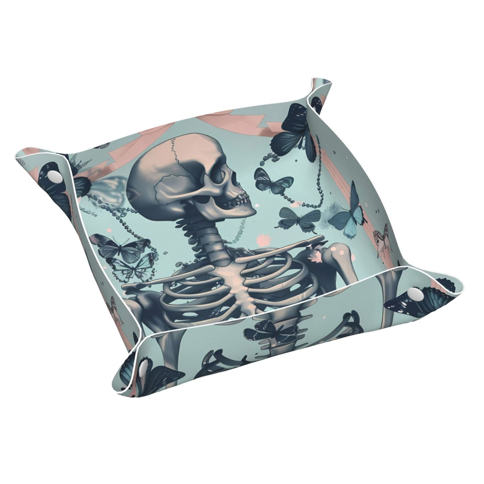 Valet Tray, Butterflies Skull Bows Faux Leather Desk Tray Vanity Tray ...