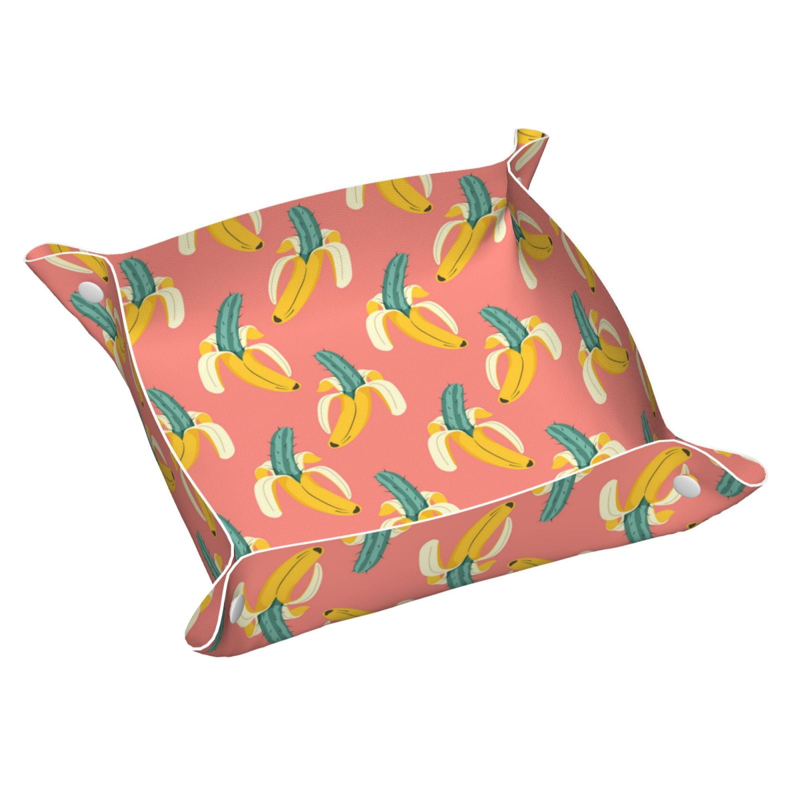 Valet Tray, Cactus banana Pattern Faux Leather Desk Tray Vanity Tray ...