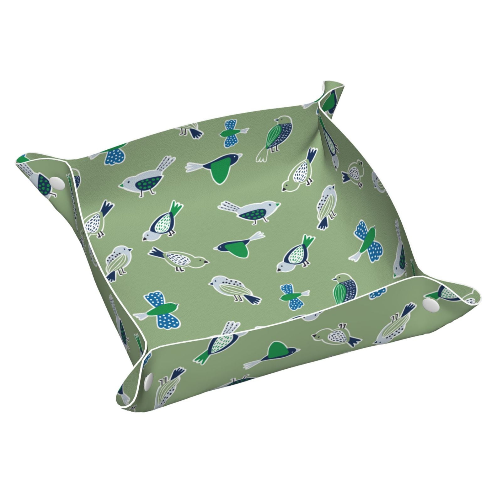 Valet Tray, Cartoon Cute Bird Green Faux Leather Desk Tray Vanity Tray ...