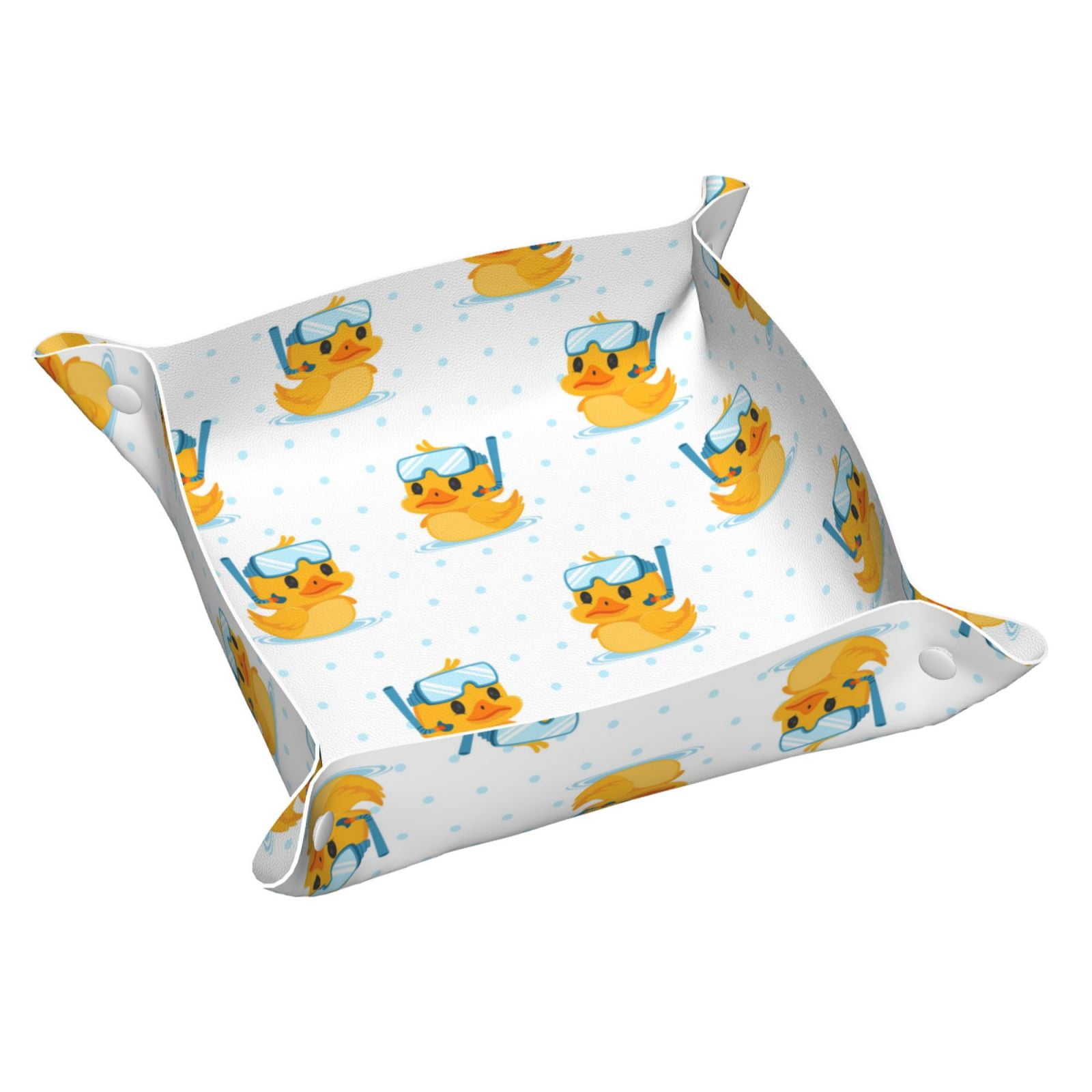 Valet Tray, Cartoon Cute Duck Diving Goggles Faux Leather Desk Tray ...