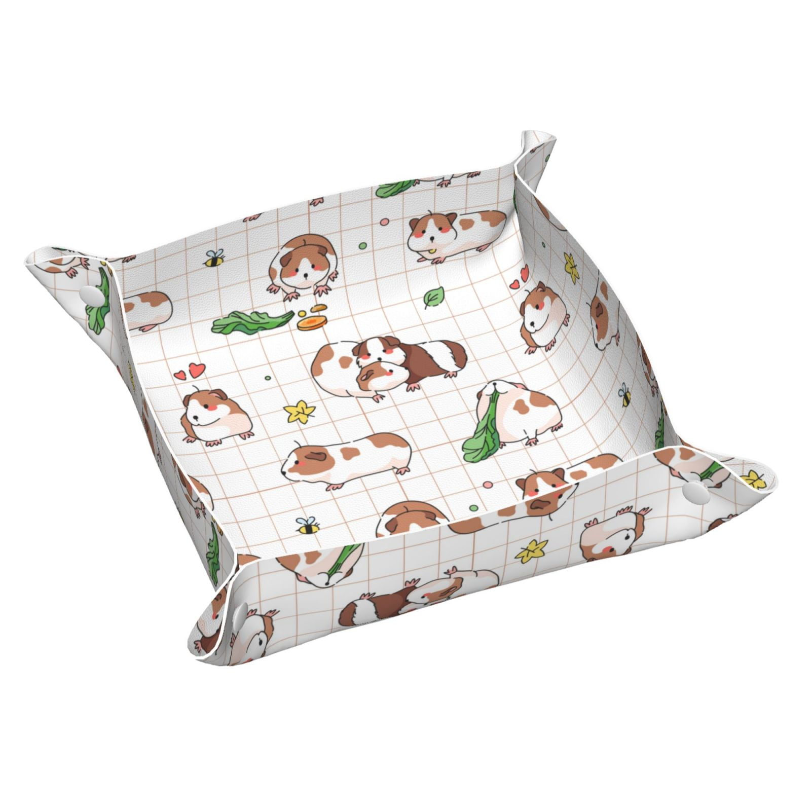Valet Tray, Cartoon Cute Hamster Greens Faux Leather Desk Tray Vanity ...