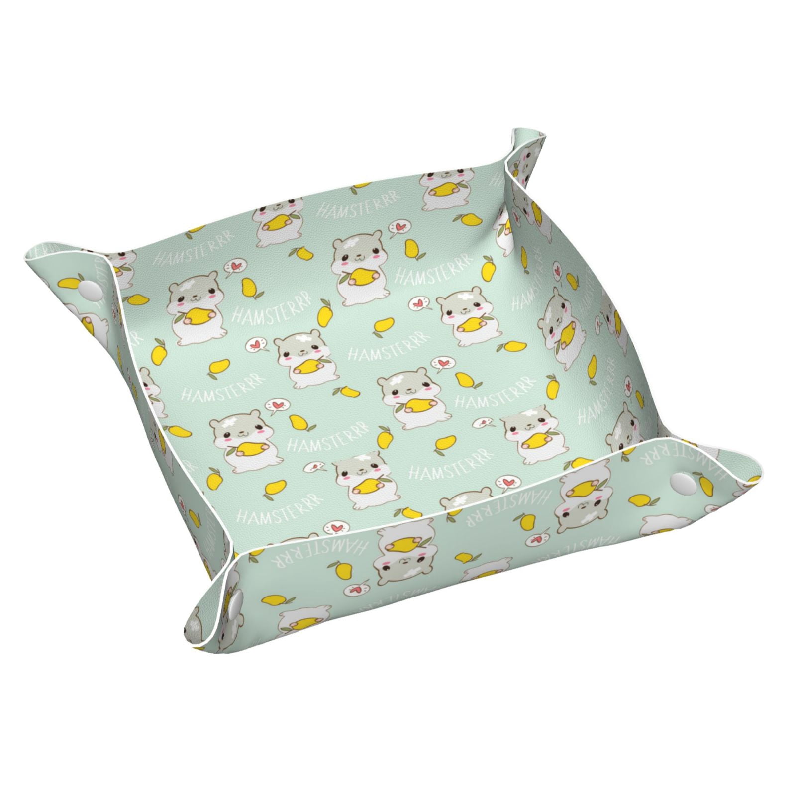Valet Tray, Cartoon Cute Hamster Mango Green Faux Leather Desk Tray ...