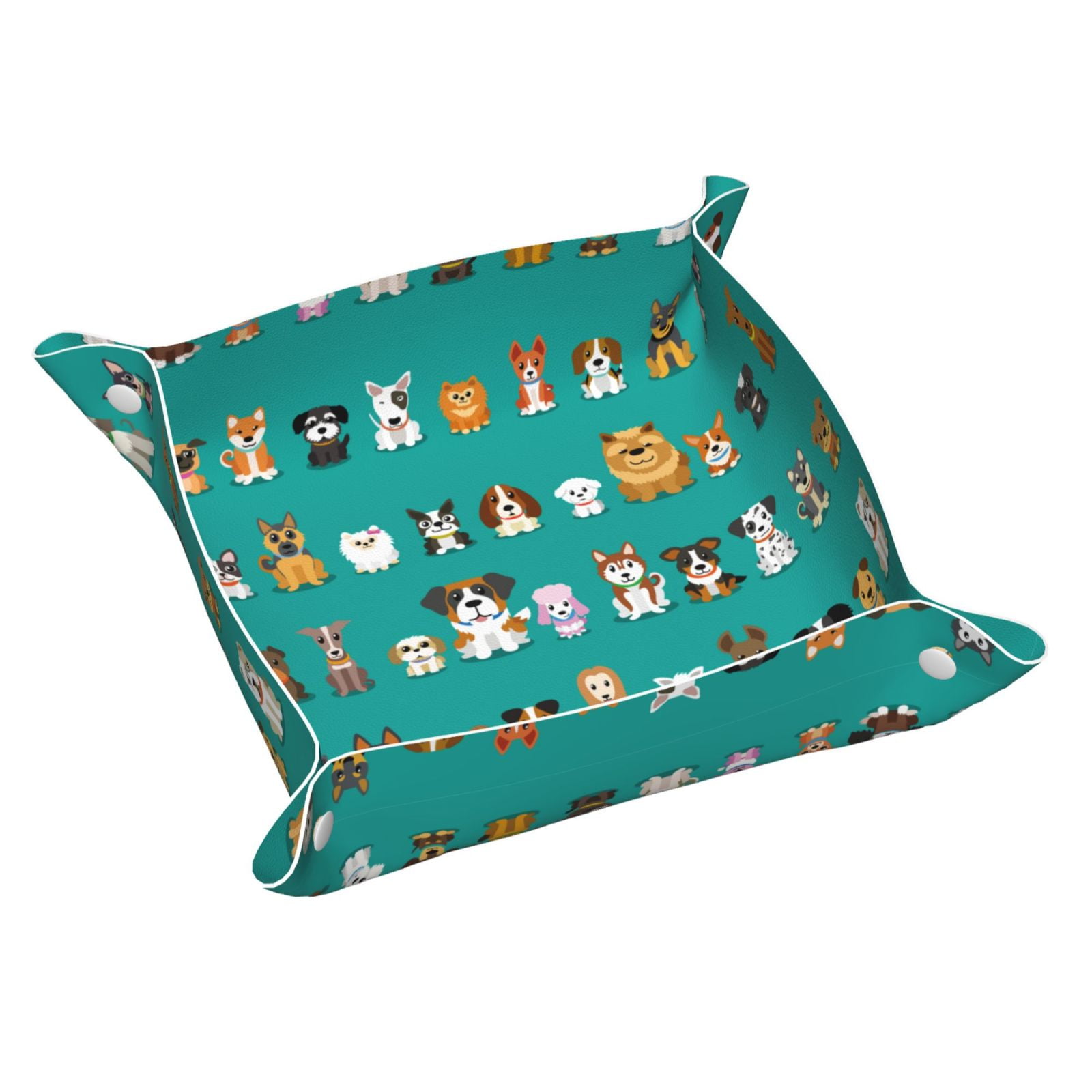 Valet Tray, Cartoon Dogs Faux Leather Desk Tray Vanity Tray Night Stand ...
