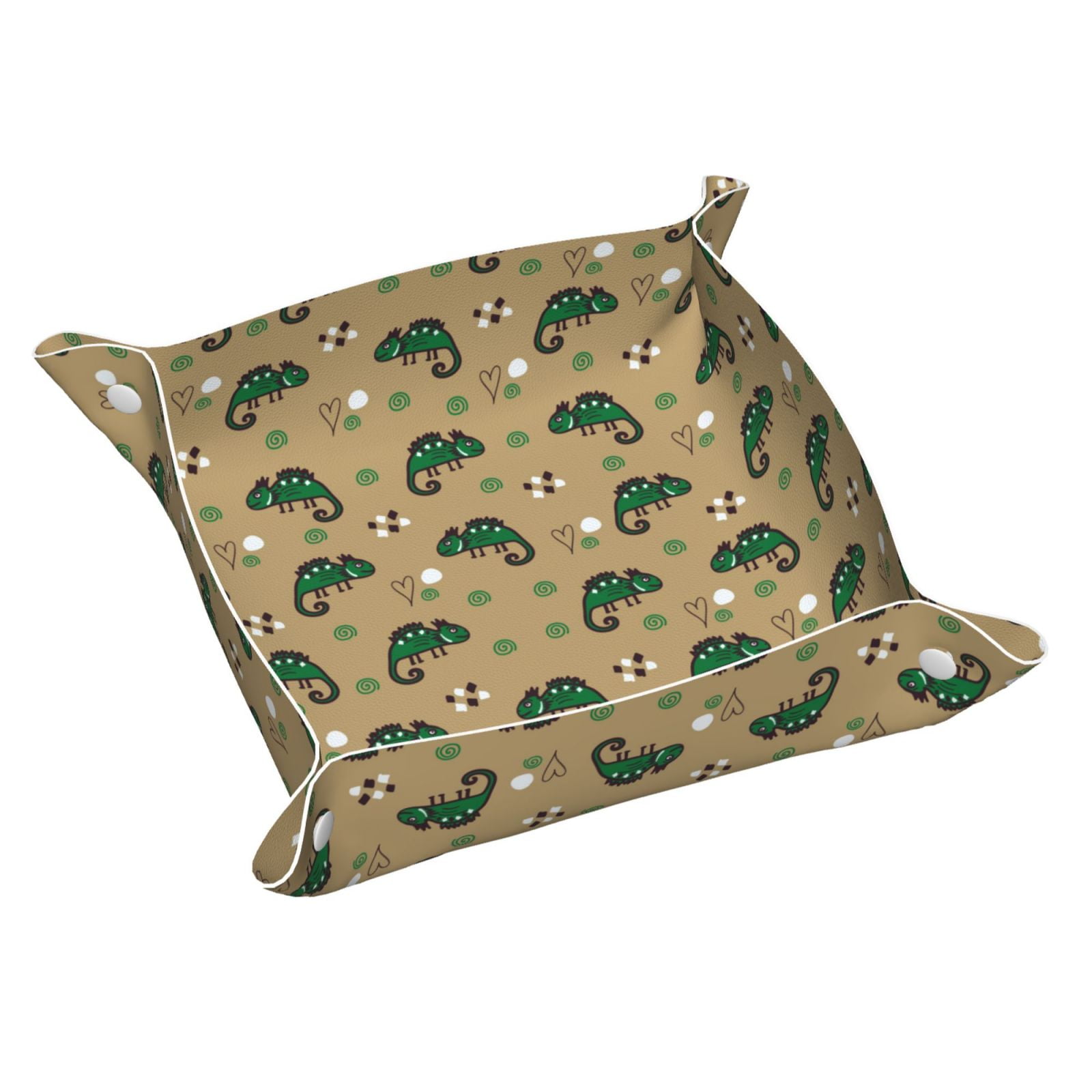 Valet Tray, Cartoon Funny Cute Lizard Green Faux Leather Desk Tray ...