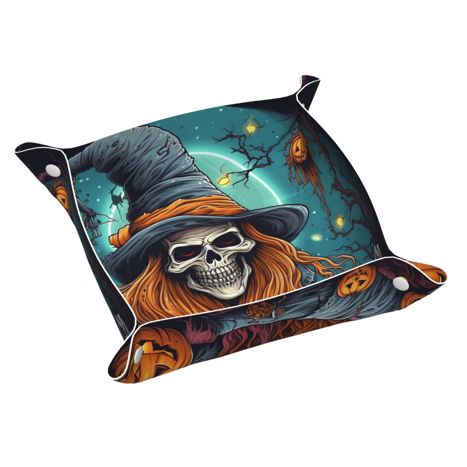 Valet Tray, Cartoon Pumpkin Skull Faux Leather Desk Tray Vanity Tray ...
