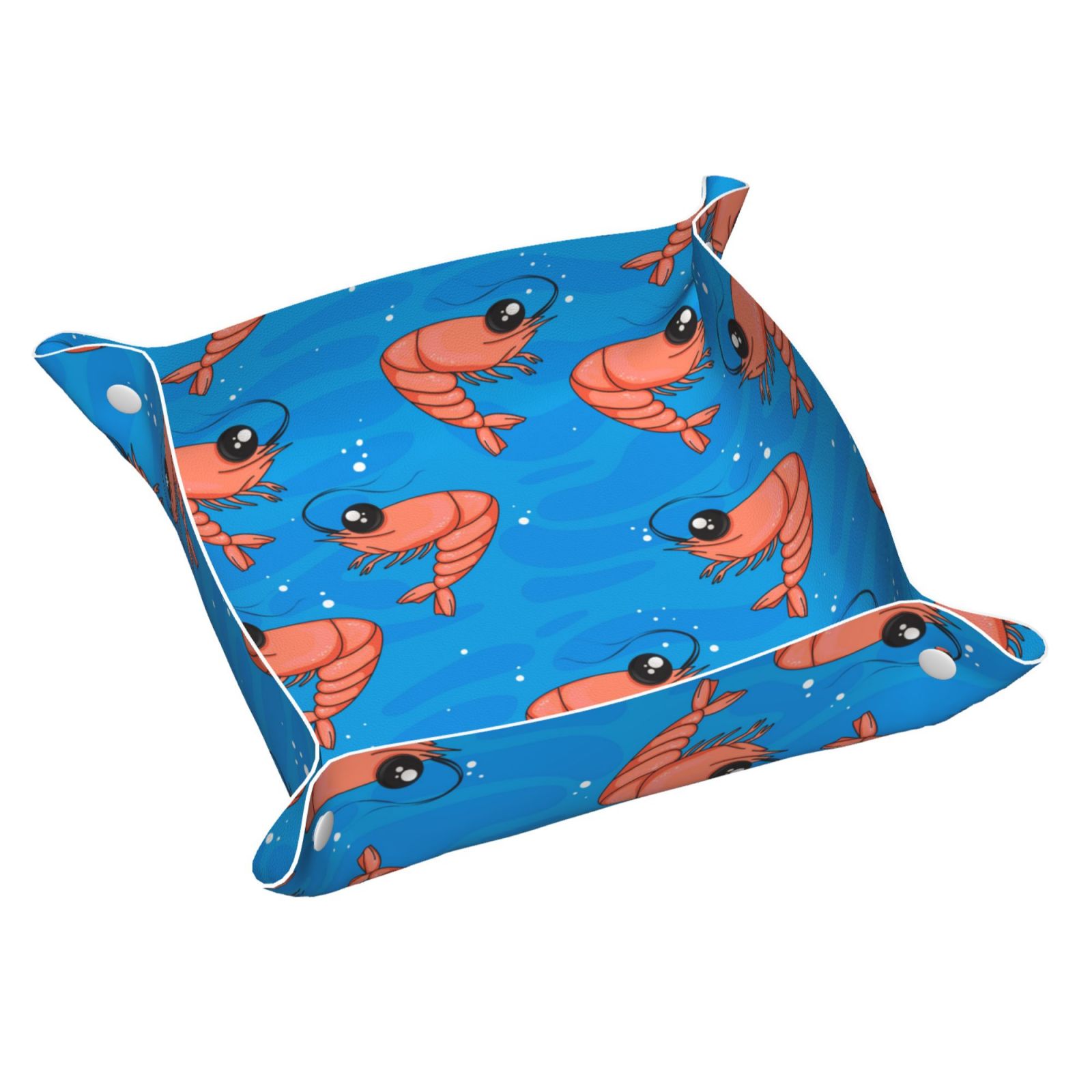 Valet Tray, Cartoon Shrimp Print Blue Faux Leather Desk Tray Vanity ...