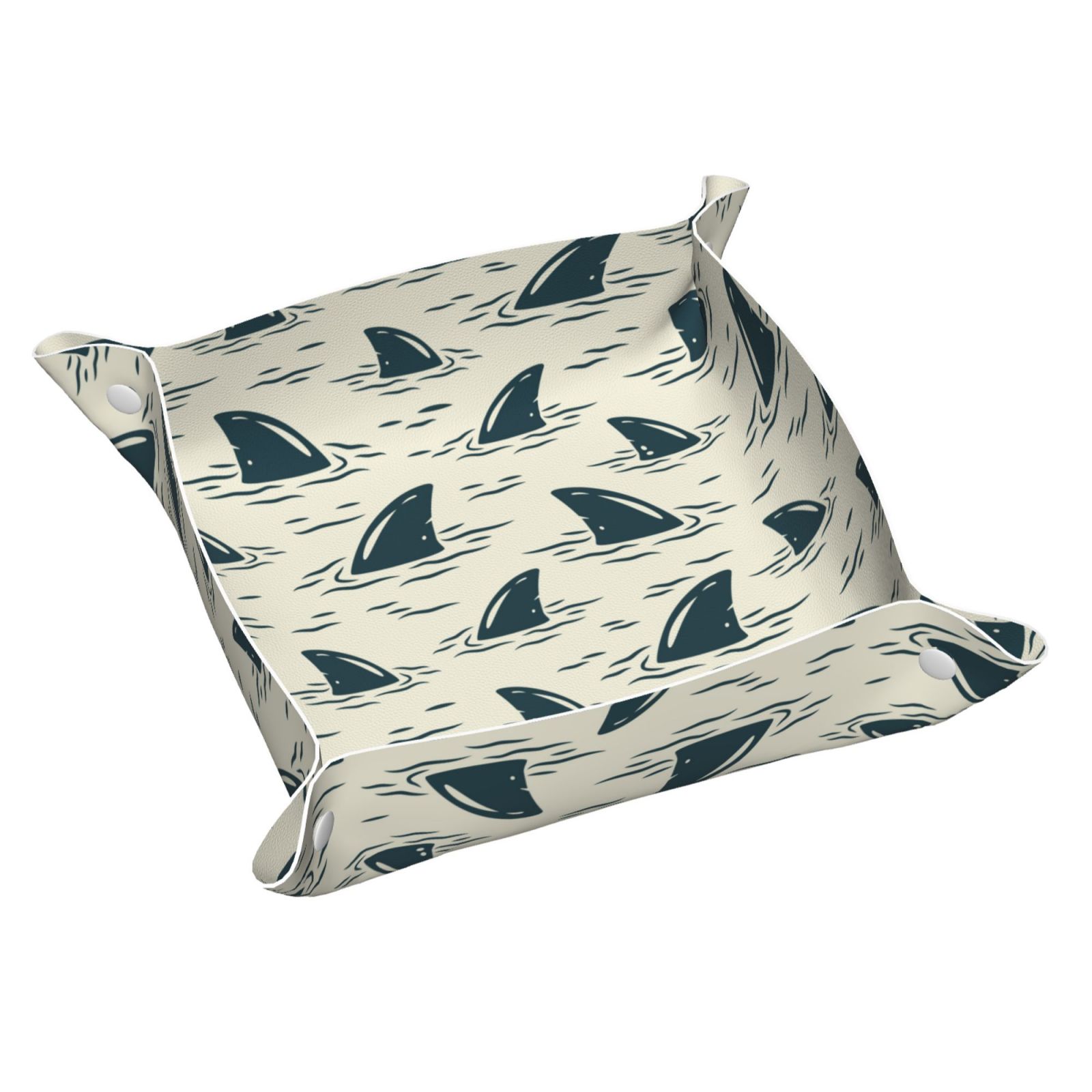 Valet Tray, Cartoon Wavy Shark Fin Faux Leather Desk Tray Vanity Tray ...