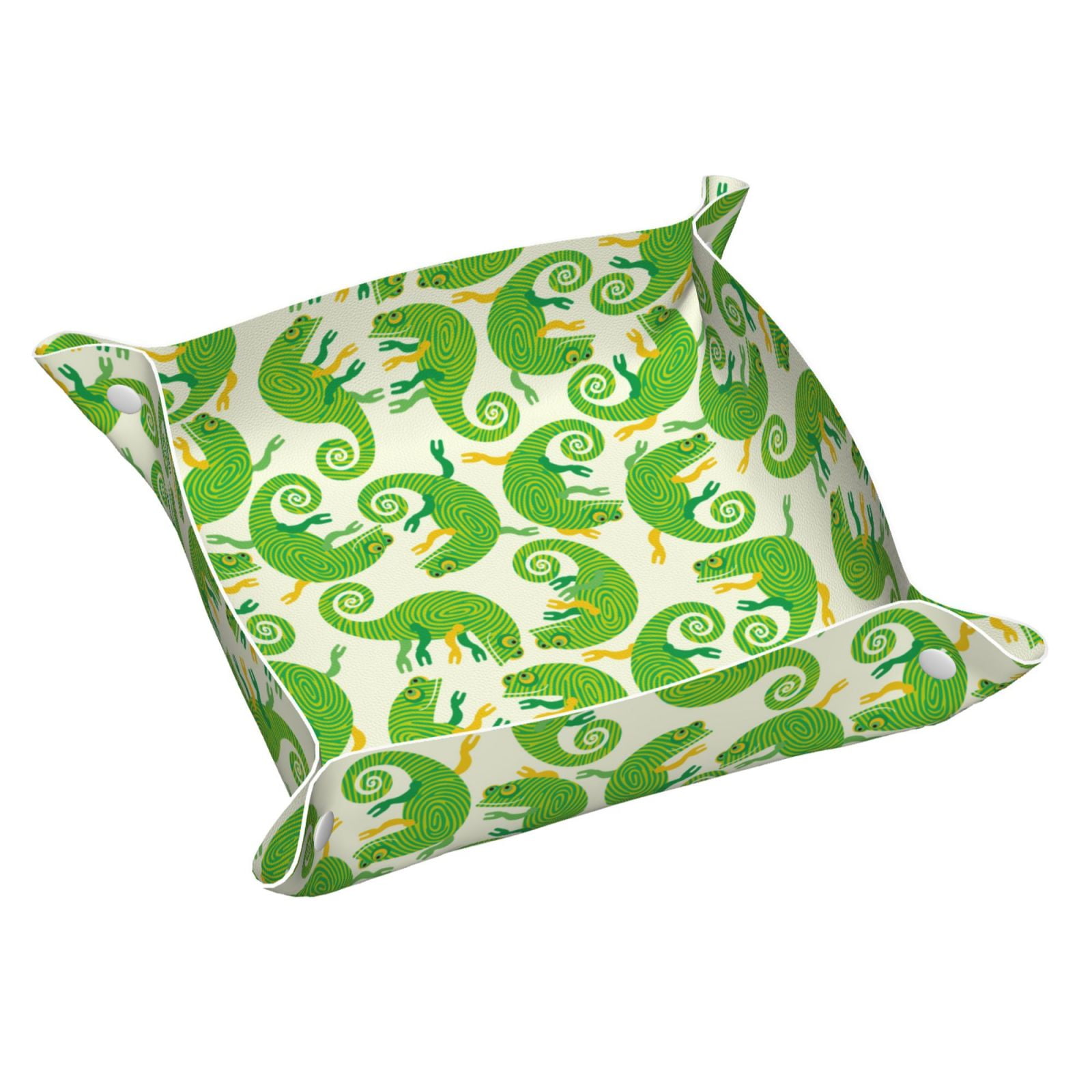 Valet Tray, Cartoon funny cute chameleon Faux Leather Desk Tray Vanity ...