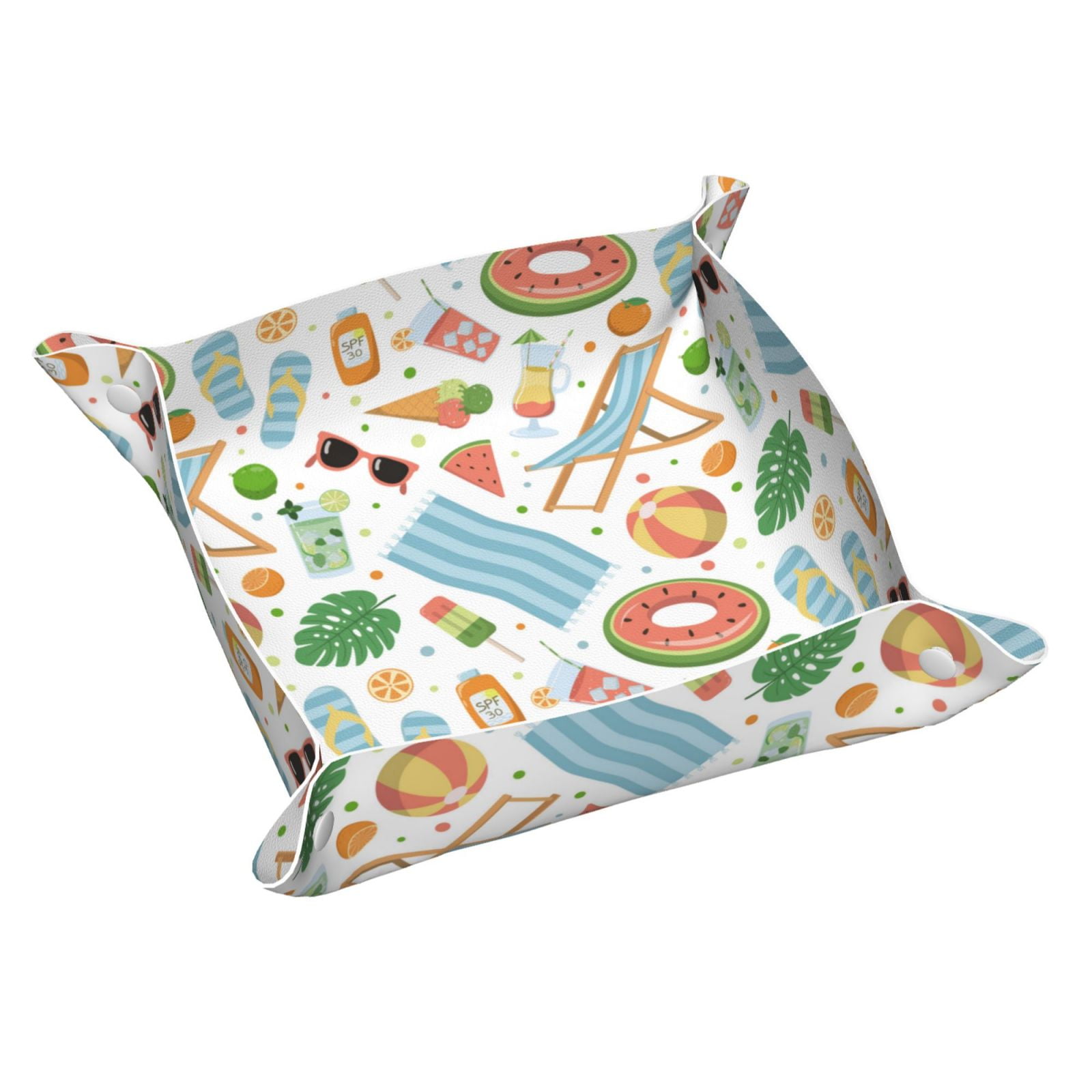 Valet Tray, Cartoon summer slingchair beach towel Faux Leather Desk ...