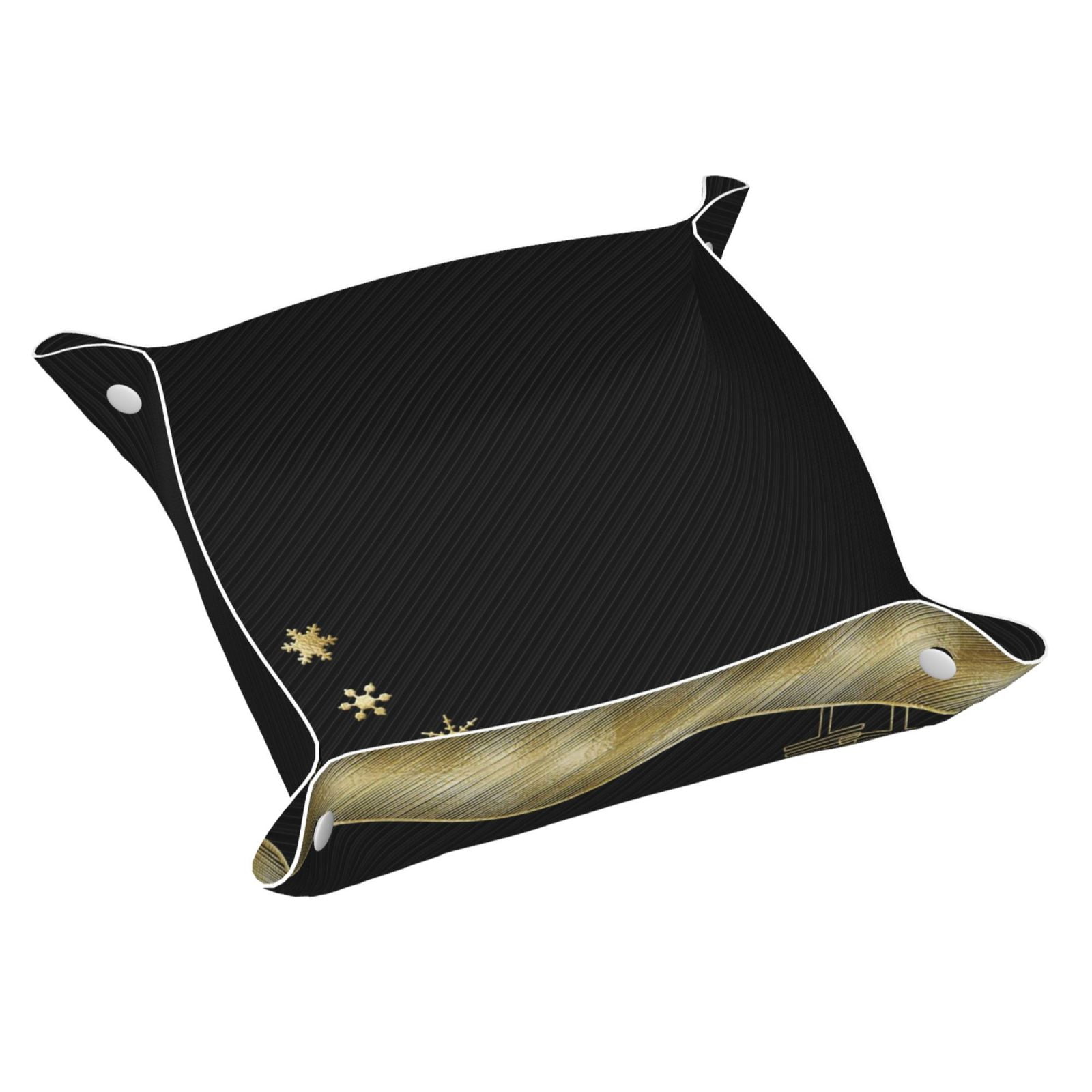 Valet Tray, Christmas Black Digital Paper Faux Leather Desk Tray Vanity ...