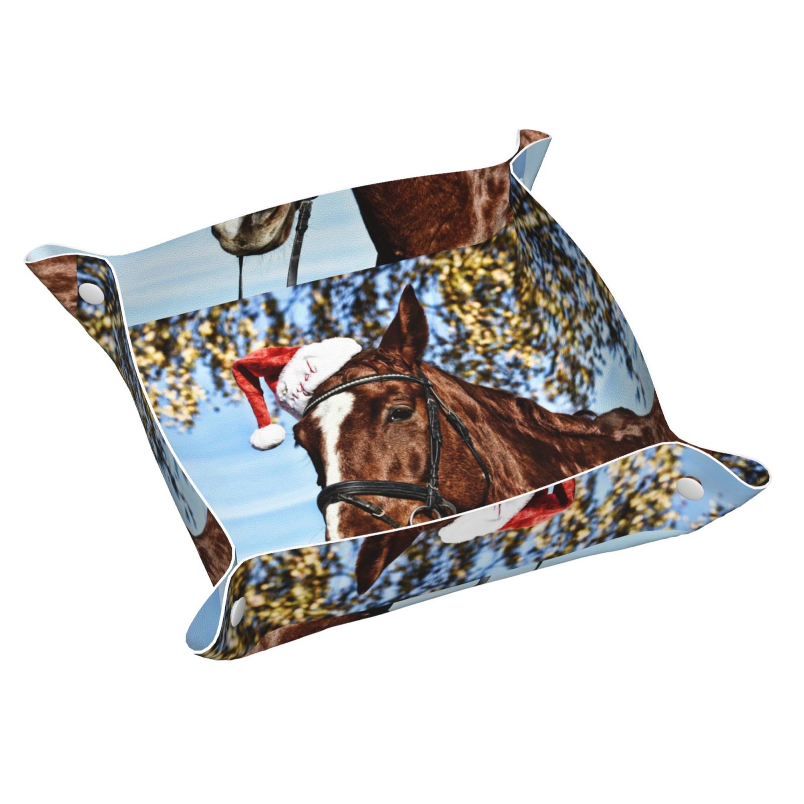 Valet Tray, Christmas Horse Faux Leather Desk Tray Vanity Tray Night ...