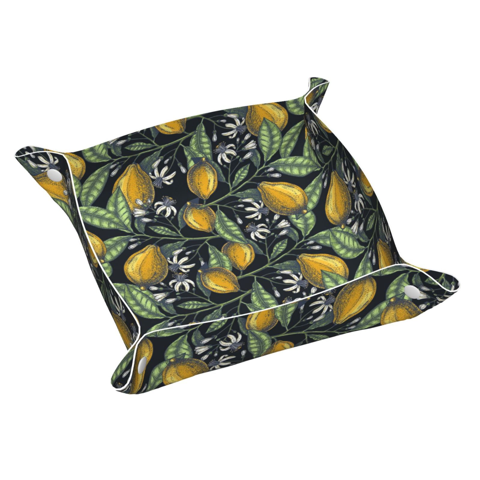 Valet Tray, Citrus Fruits Elegant Lemons Faux Leather Desk Tray Vanity ...