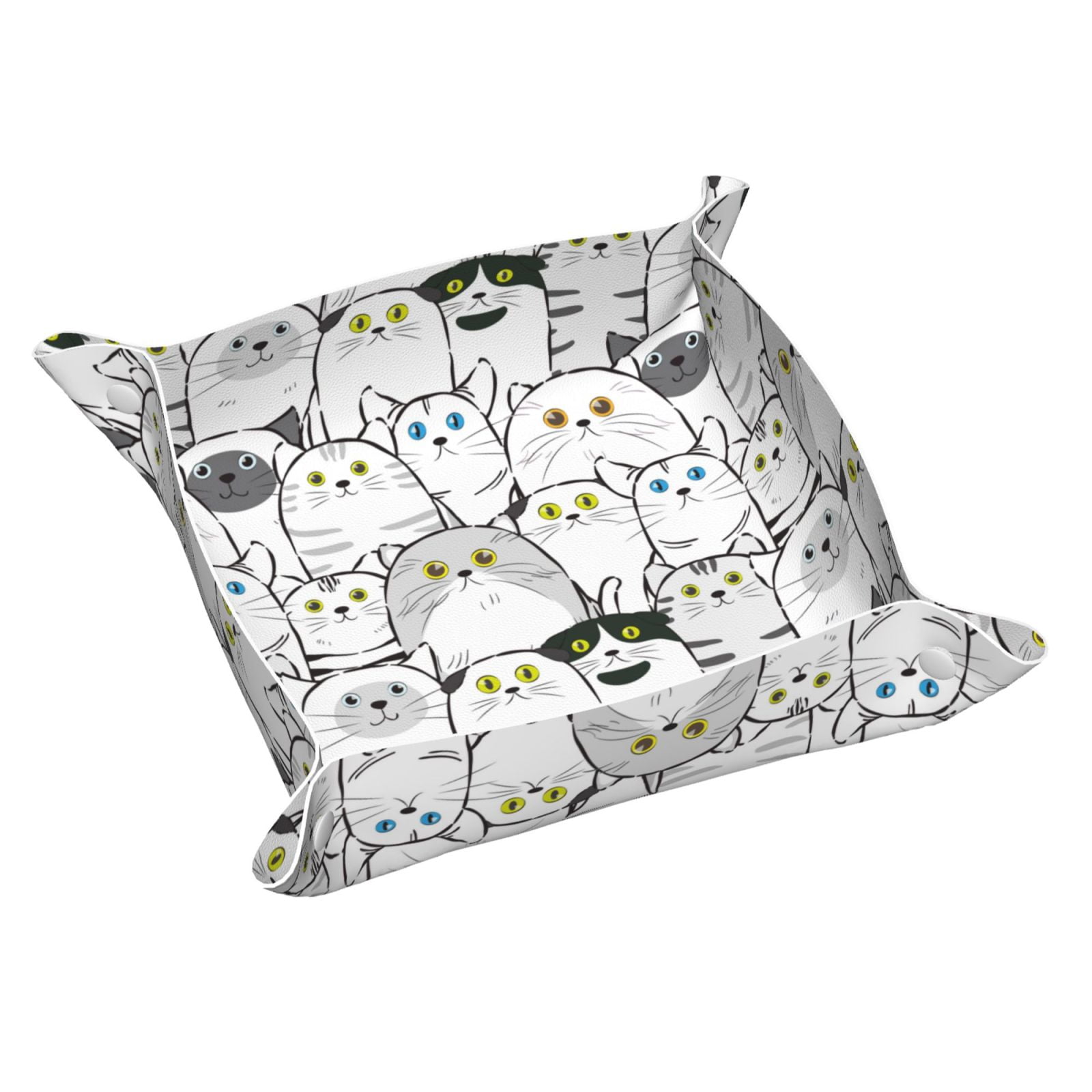 Valet Tray, Classic Cute Cartoon Cat Faux Leather Desk Tray Vanity Tray ...