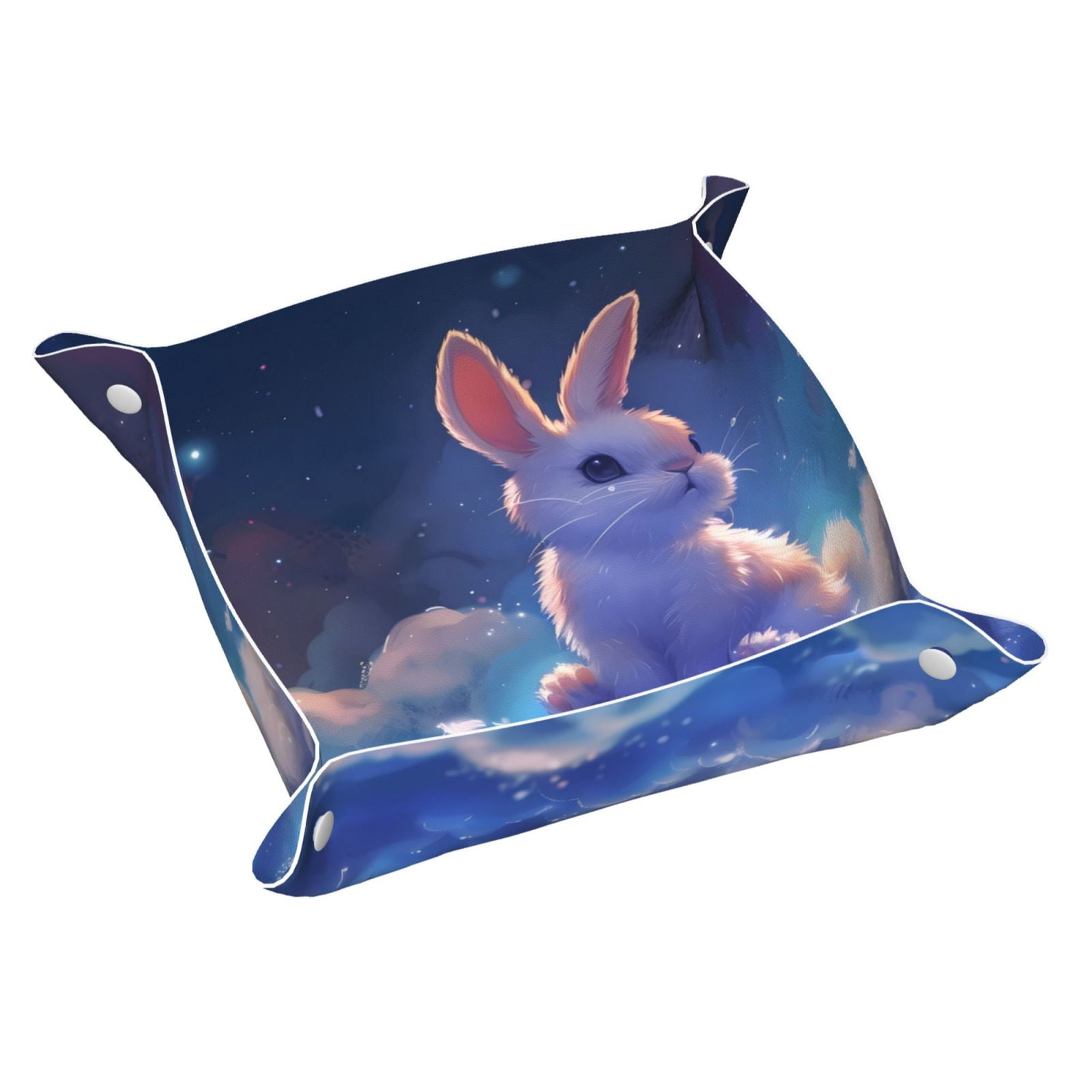 Valet Tray, Cloud Cute Rabbit Faux Leather Desk Tray Vanity Tray Night ...