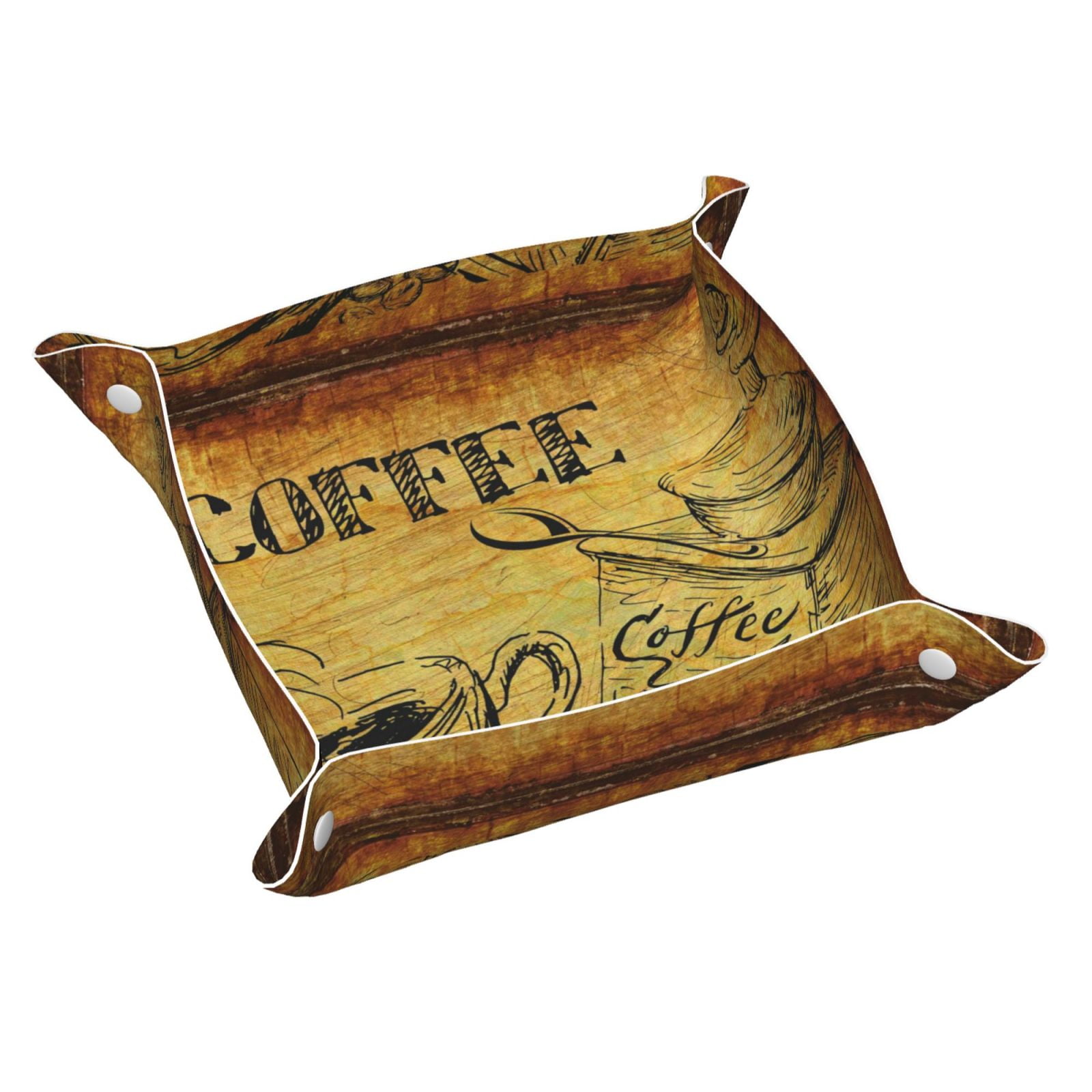 Valet Tray, Coffee Vintage Faux Leather Desk Tray Vanity Tray Night ...