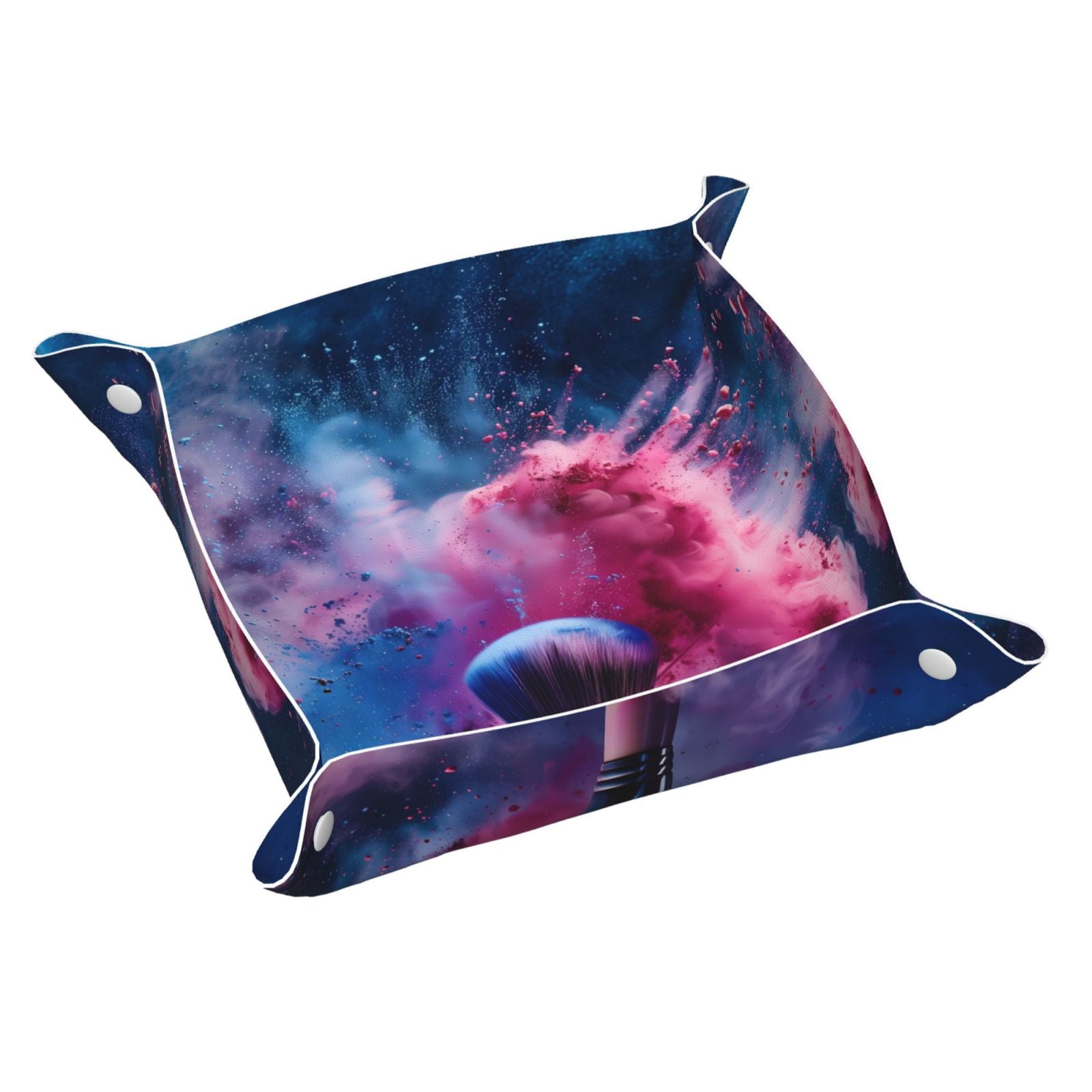 Valet Tray, Color Explosion Makeup Brush Faux Leather Desk Tray Vanity ...